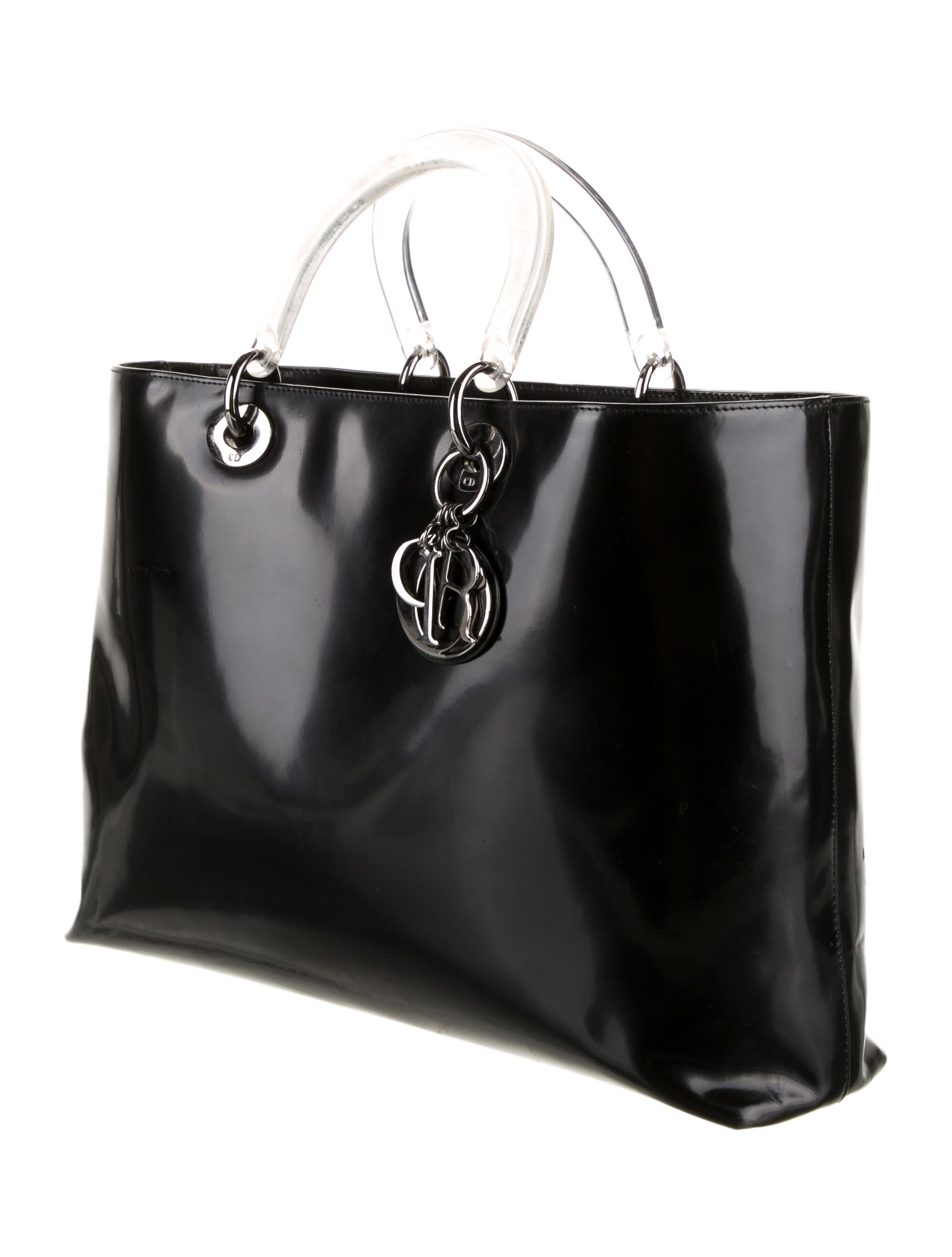Christian Dior Large Leather Lady Dior - Black Handle Bags, Handbags ...