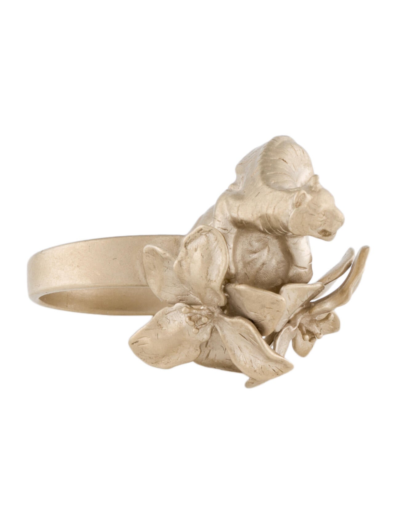 Christian Dior Tiger & Flowers Cocktail Ring - Gold-Tone Metal Cocktail ...
