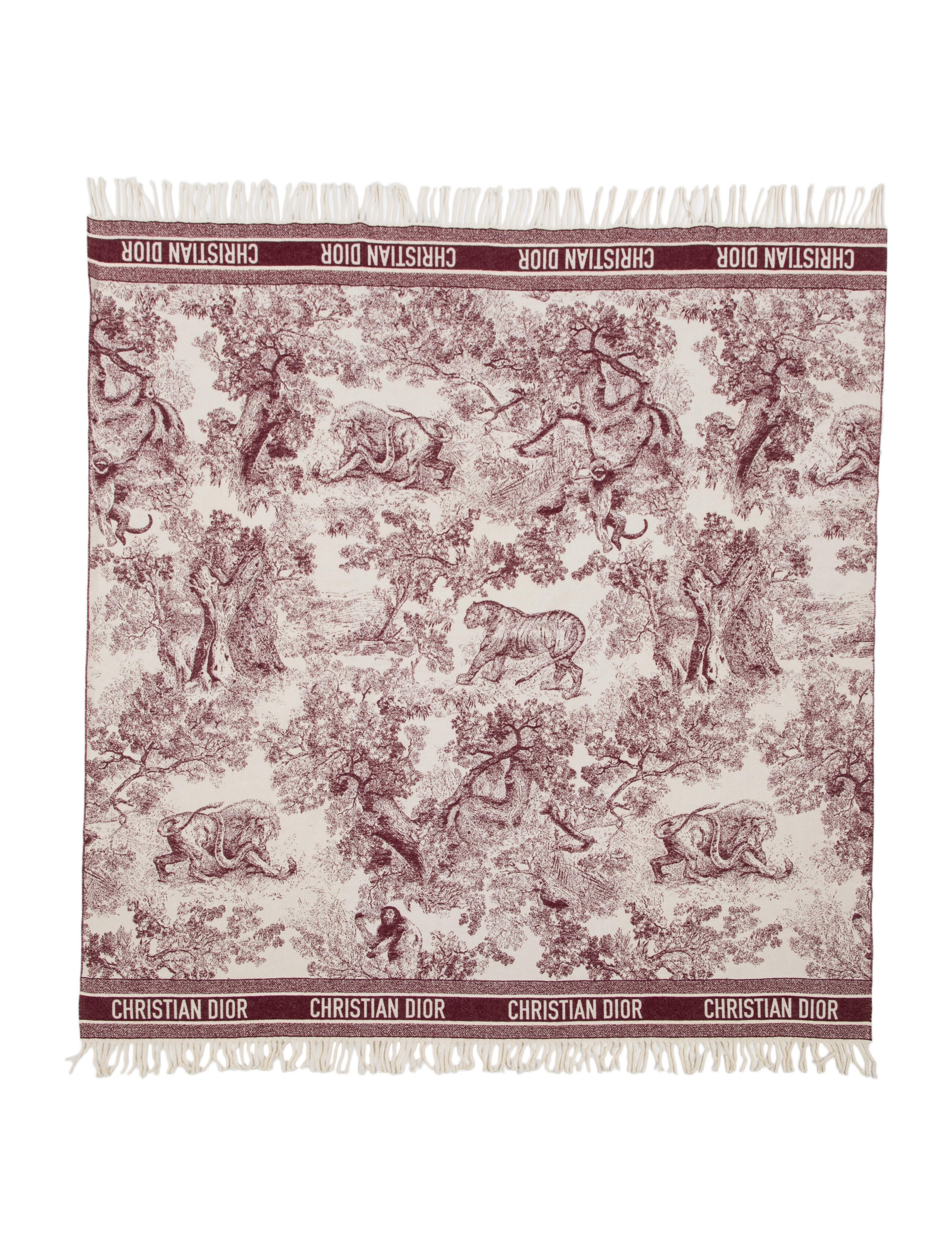 Christian Dior 2019 Cruise Toile de Jouy Throw Blanket - Burgundy ...