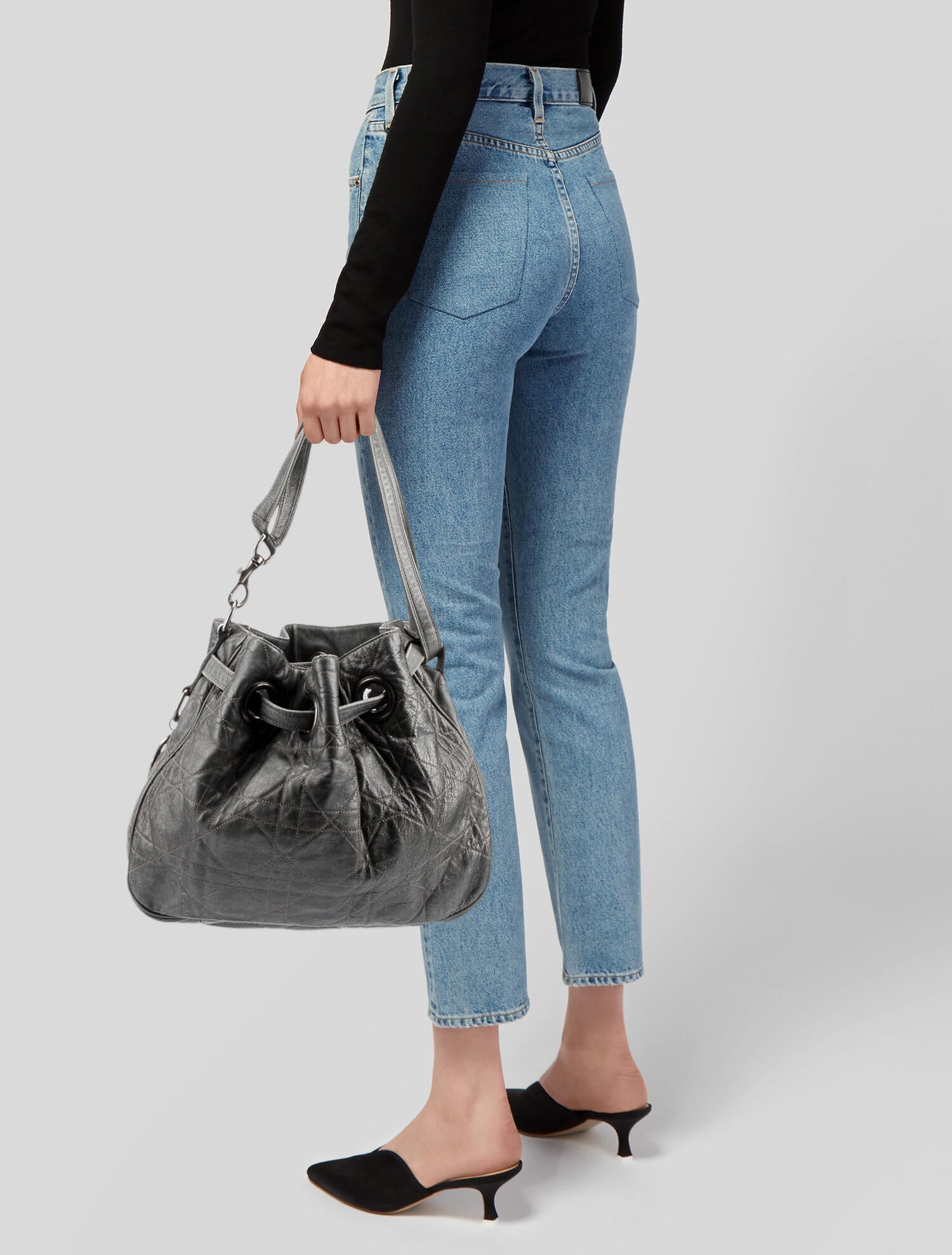 Christian Dior Drawstring Bucket Bag - Grey Shoulder Bags, Handbags ...