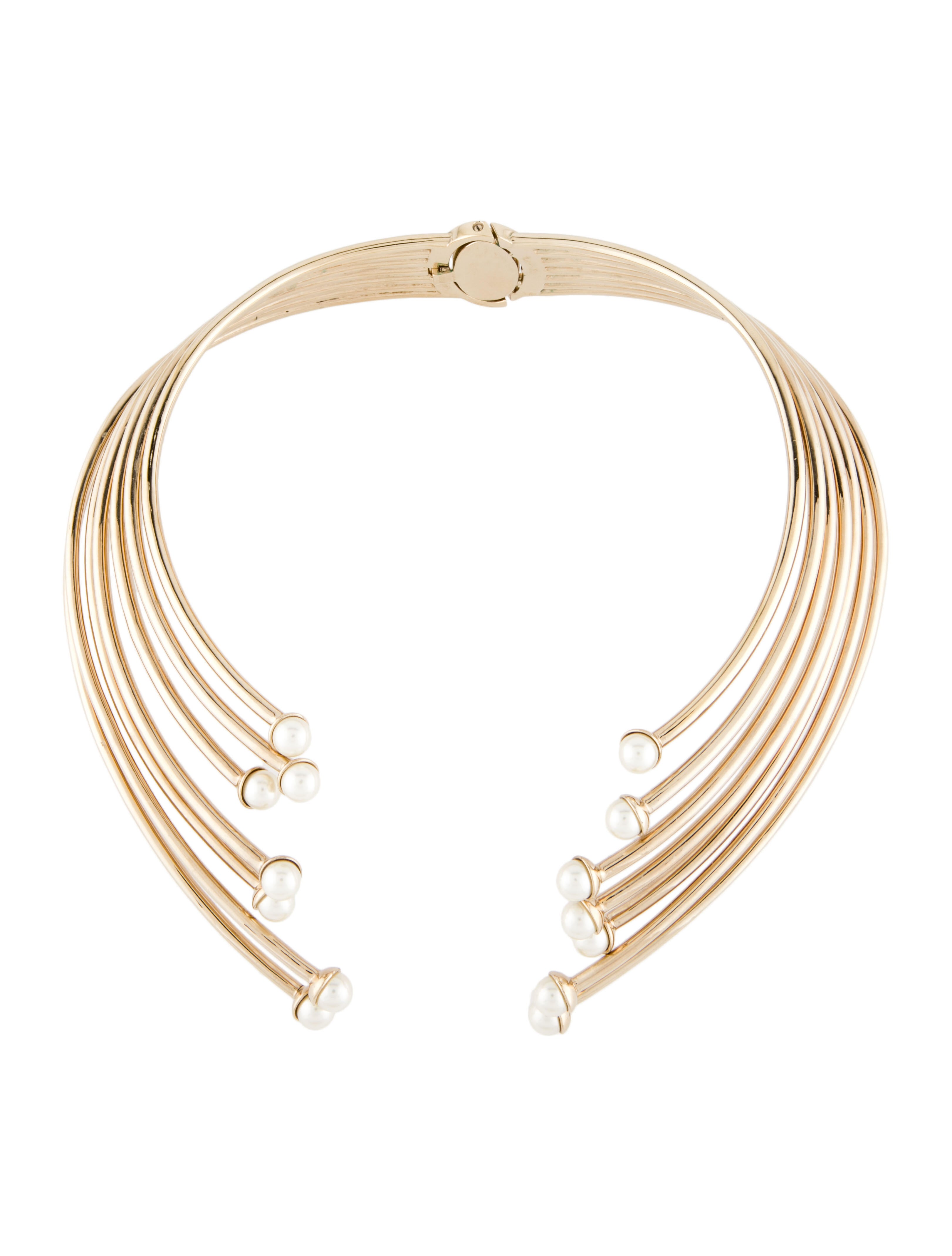 Christian Dior Faux Pearl 'Ultradior' Collar Necklace - Gold-Plated ...