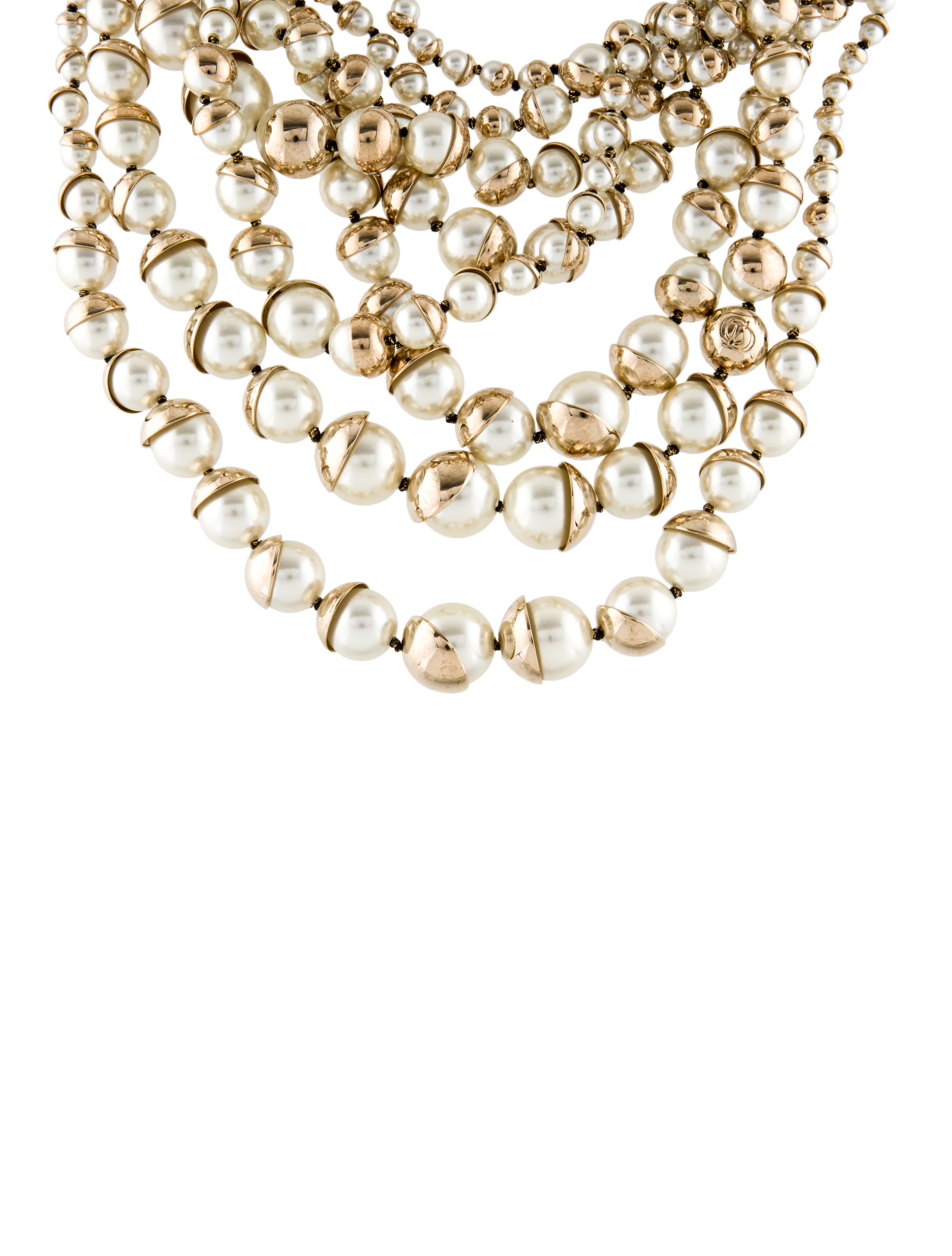 Christian Dior Faux Pearl Mise En Dior Multi-Strand Collar Necklace ...