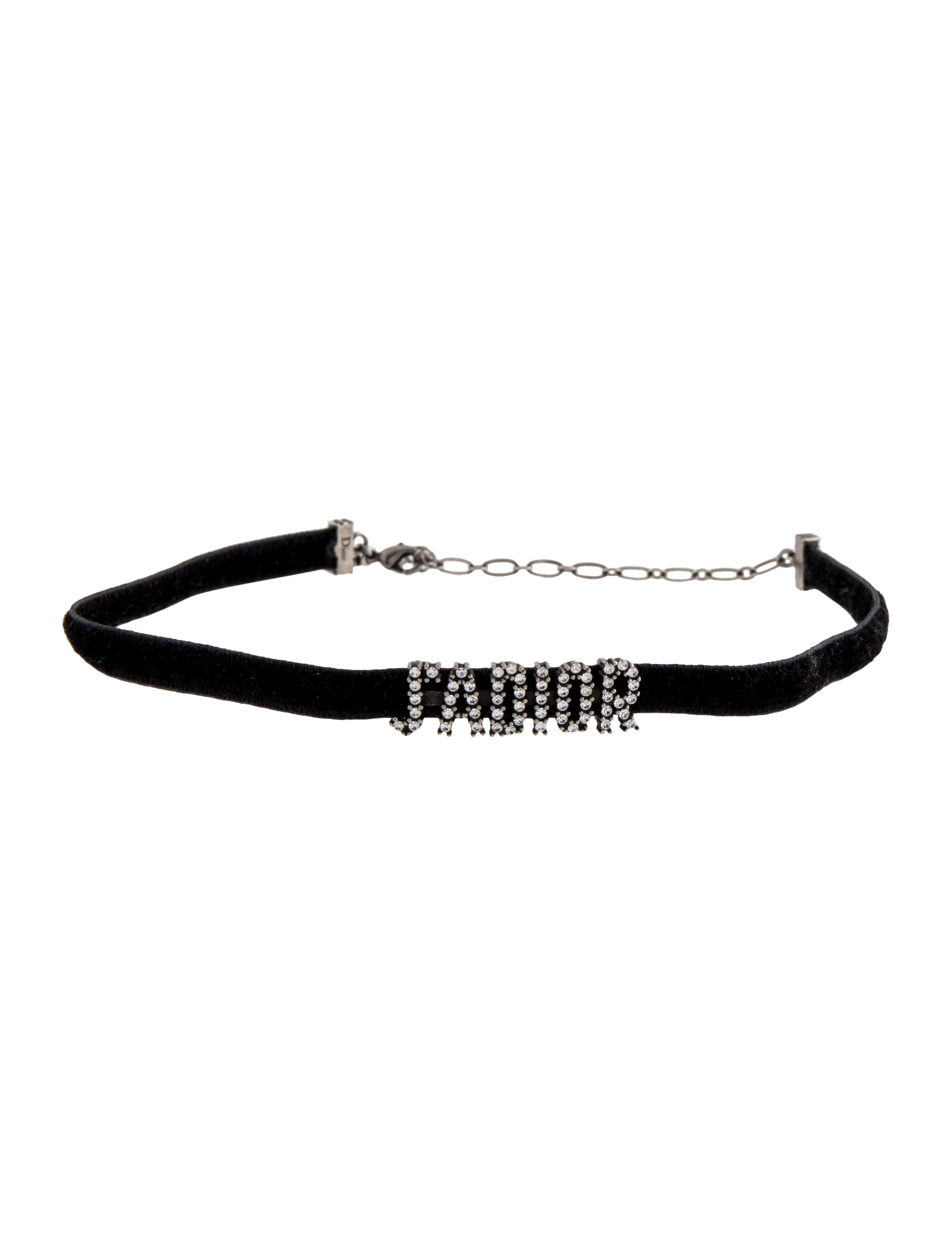 Chrome Hearts Leather Cross Charm Choker Necklace - Black, Sterling ...