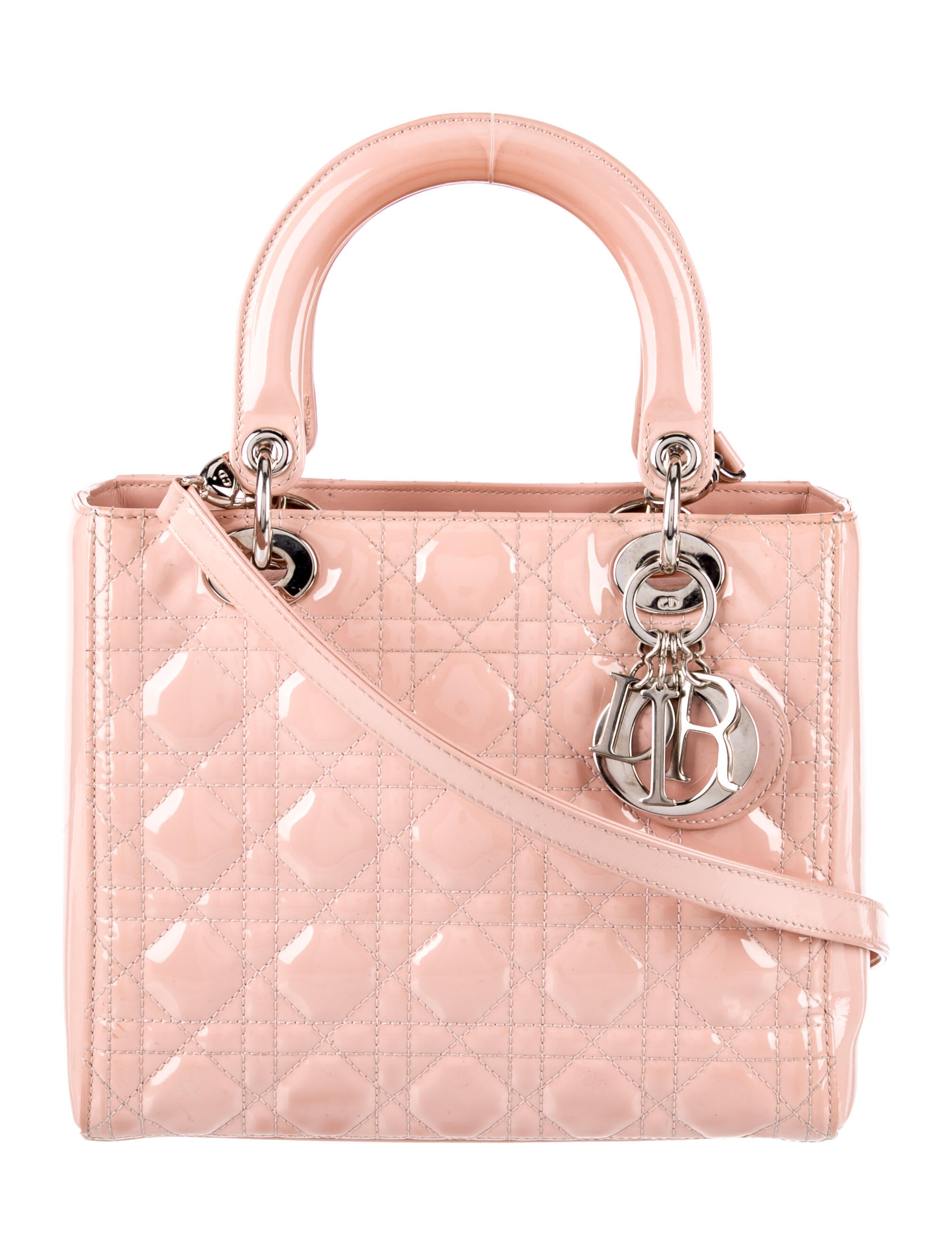 Christian Dior Medium Patent Lady Dior Bag - Pink Handle Bags, Handbags ...
