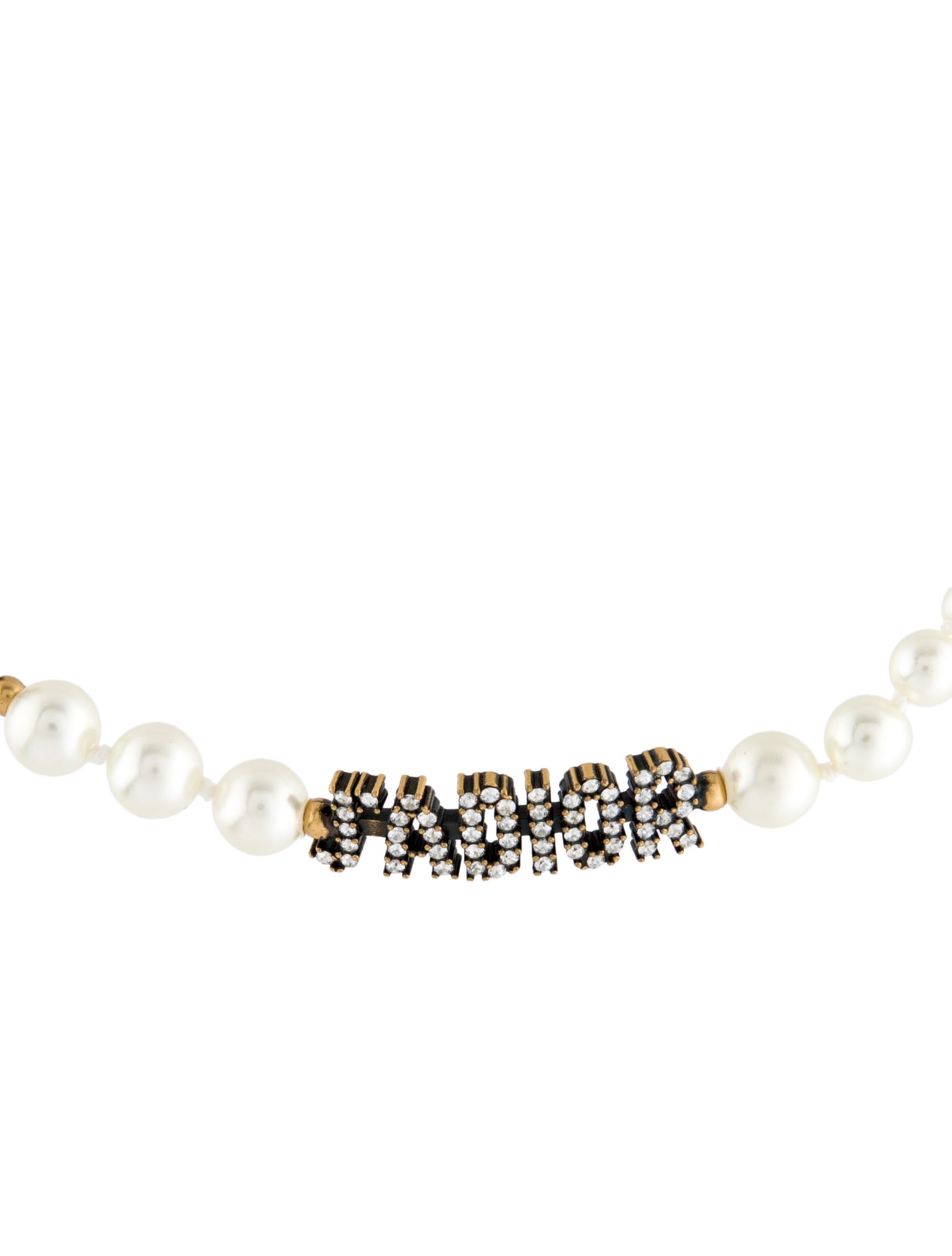 Christian Dior Faux Pearl & Crystal J'Adior Choker - Gold-Plated Choker ...