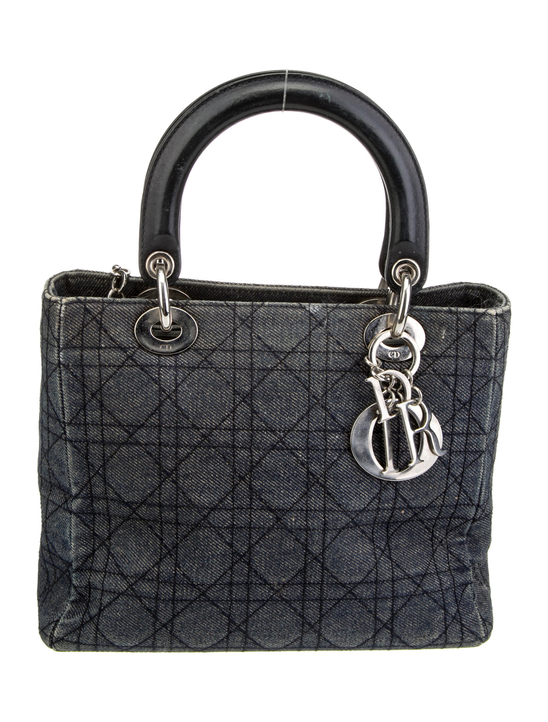 Christian Dior Vintage Medium Denim Cannage Lady Dior Bag - Blue Handle ...