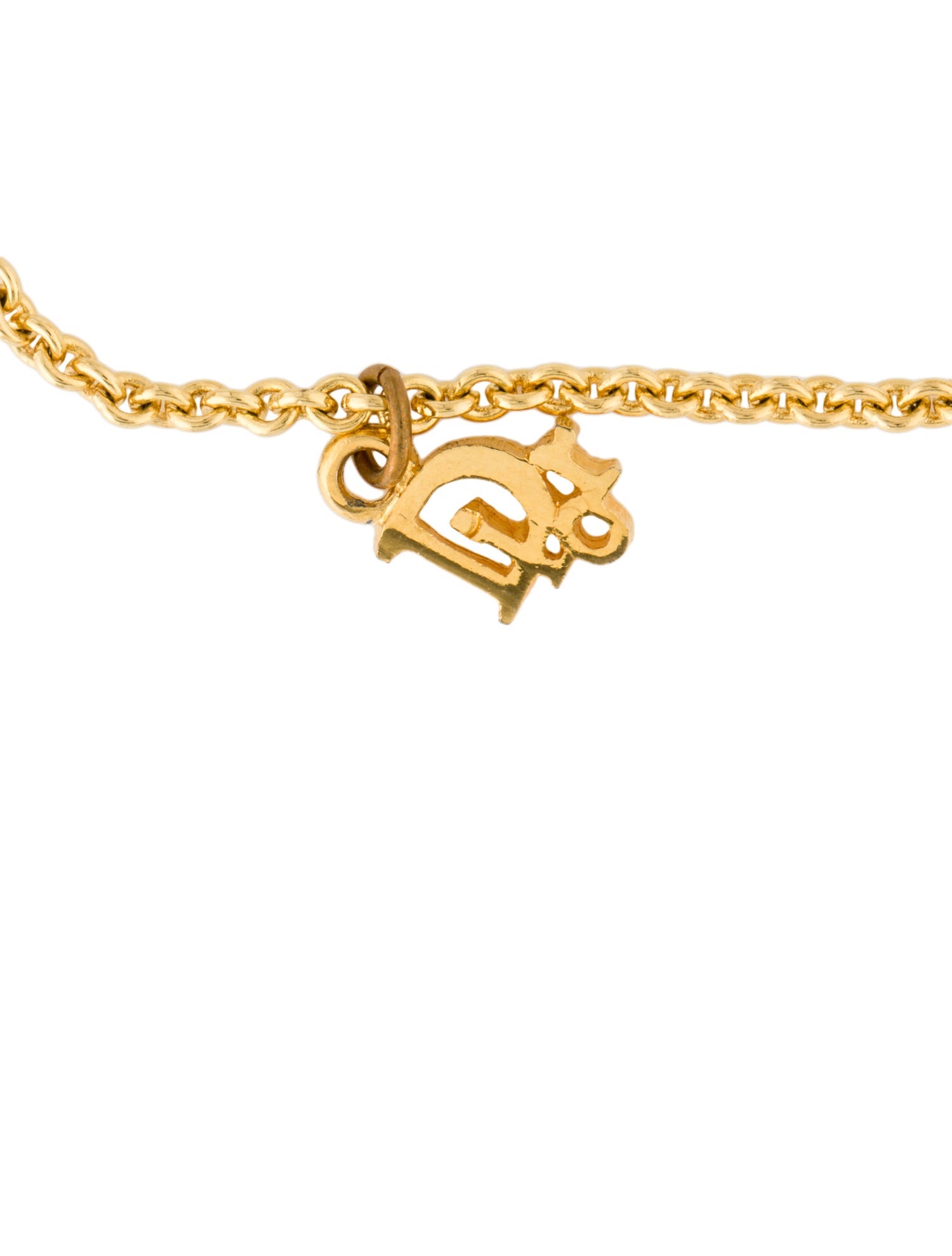 Christian Dior Vintage Two-Tone Logo Tie Tac & Chain - Palladium-Plated ...