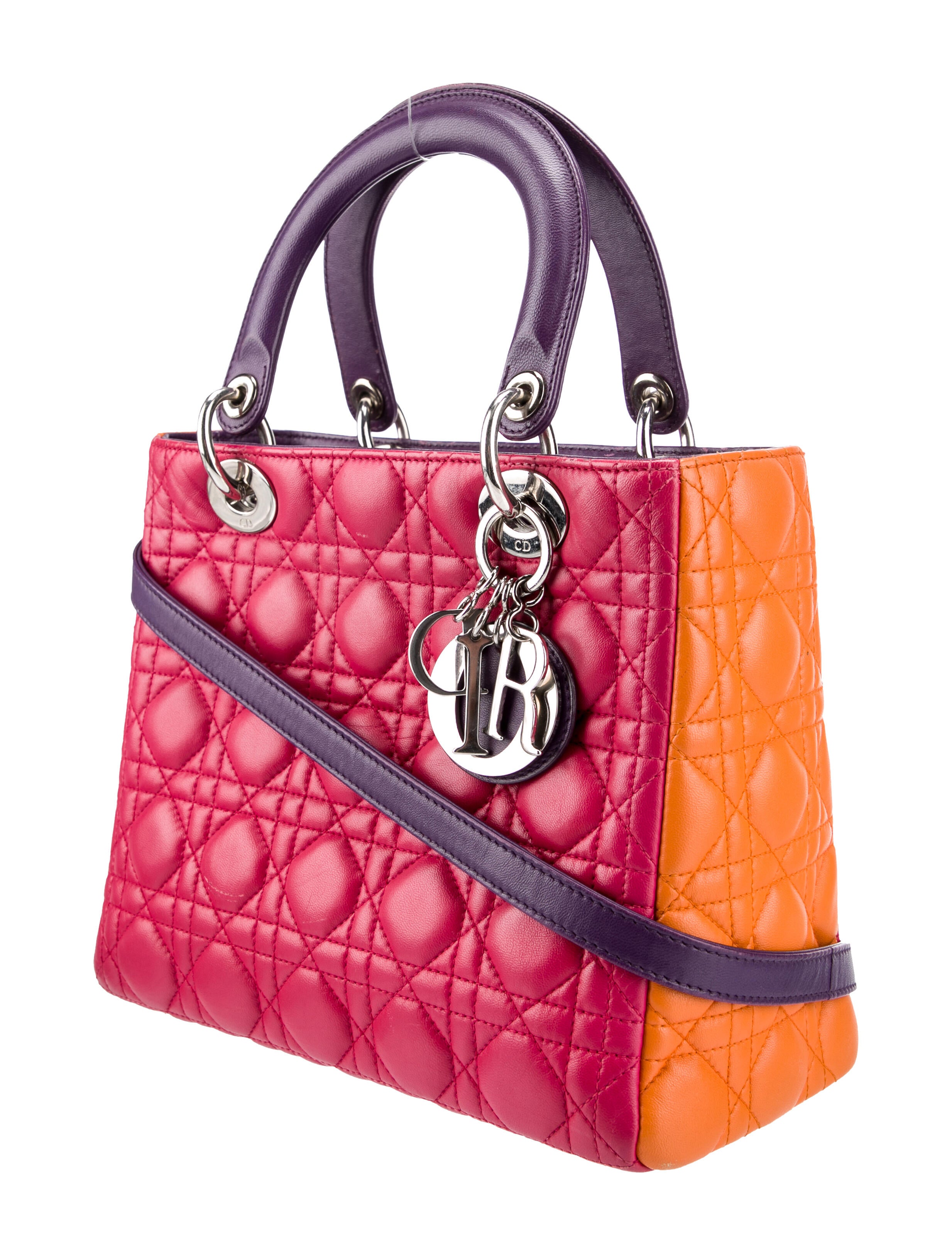 Christian Dior Medium Tricolor Lady Dior Bag - Pink Handle Bags ...
