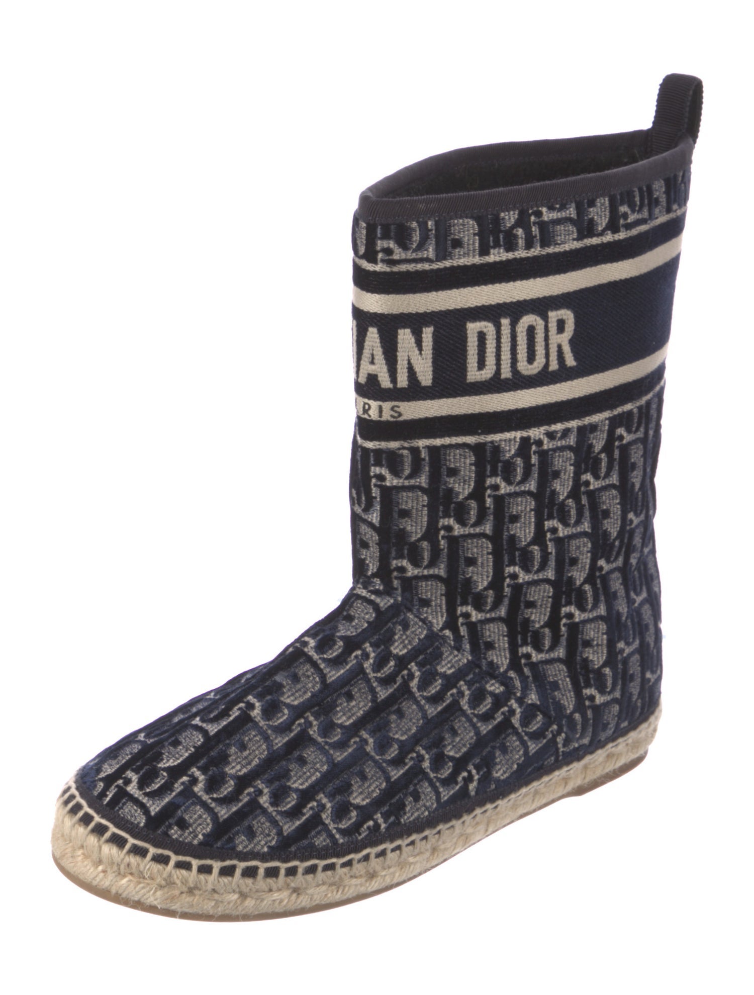 Christian Dior Oblique Jacquard Velvet Boots - Blue Boots, Shoes ...