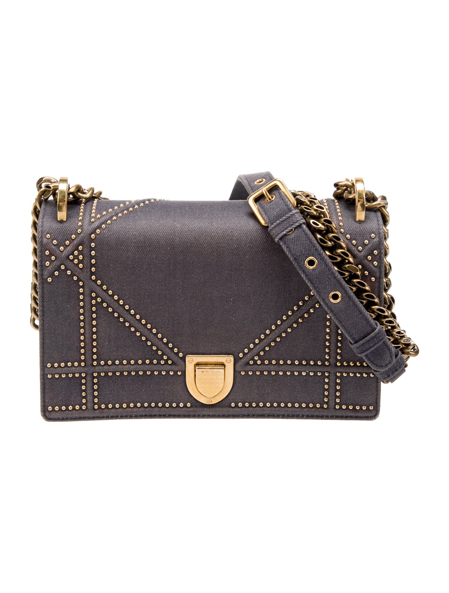 Christian Dior Small Studded Denim Diorama Flap Bag - Blue Crossbody ...
