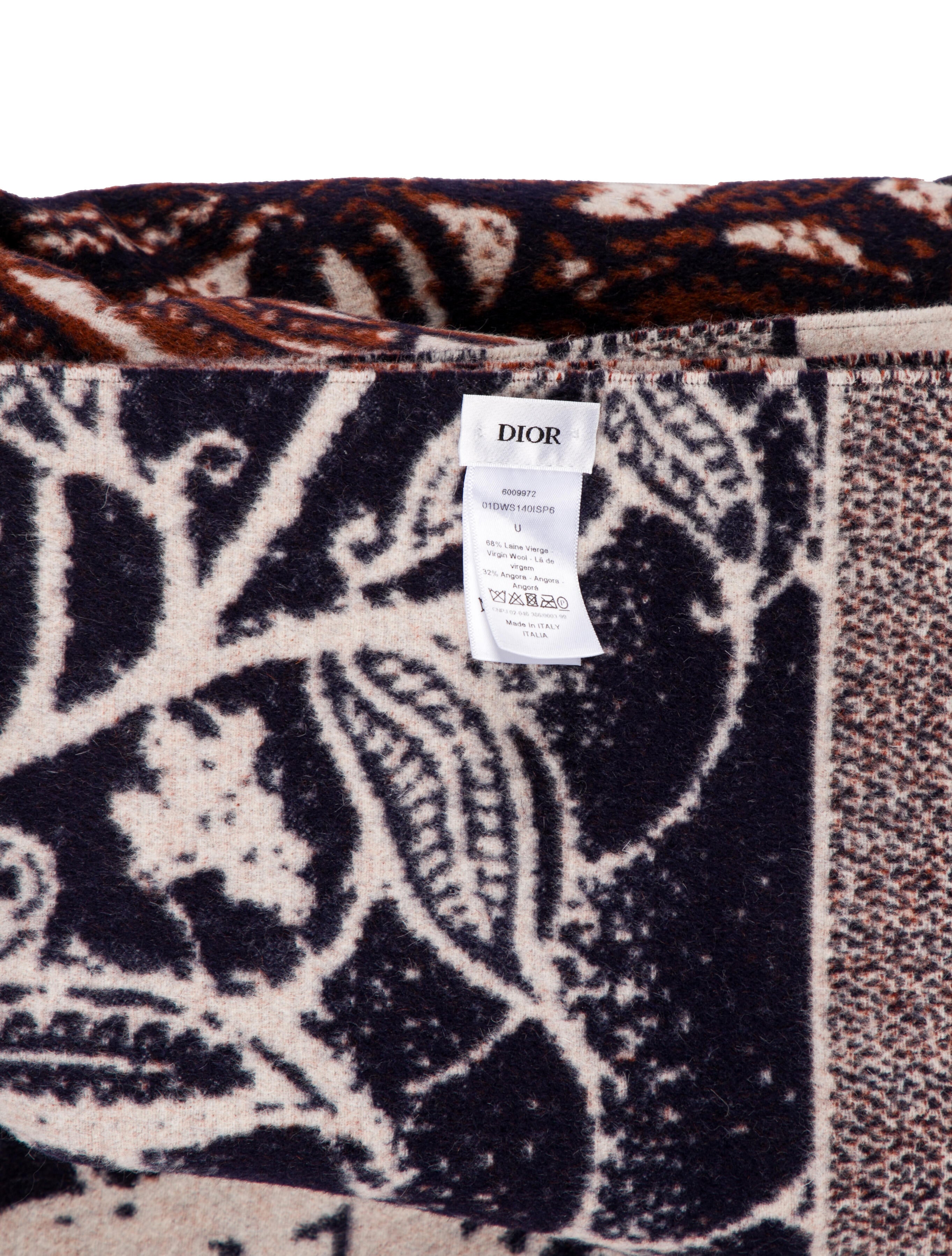 Christian Dior Toile de Jouy Sauvage Angora Blend Throw Blanket - Blue ...