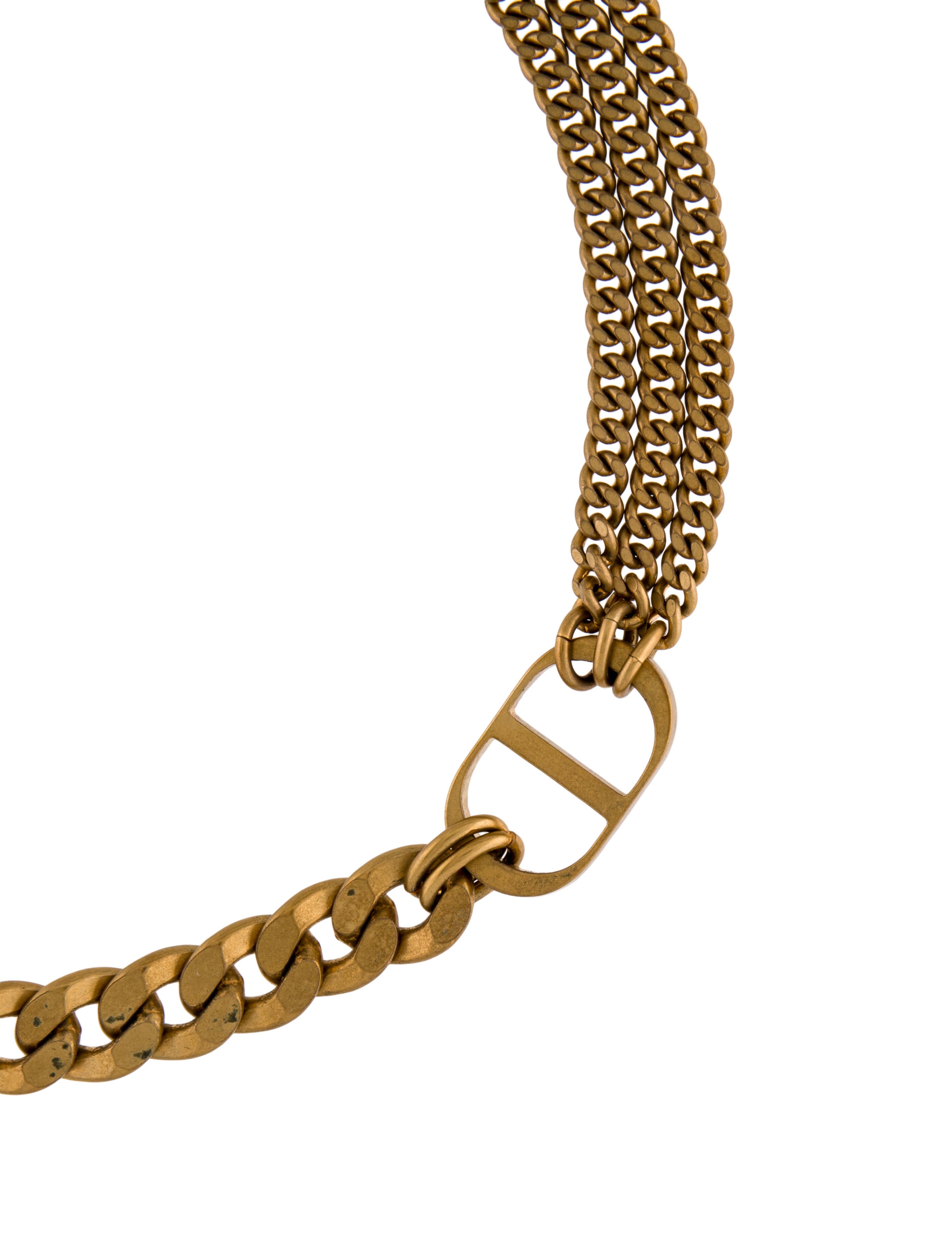 Christian Dior Blue Bohèmienne Bee Heart Choker Necklace - Gold-Tone ...