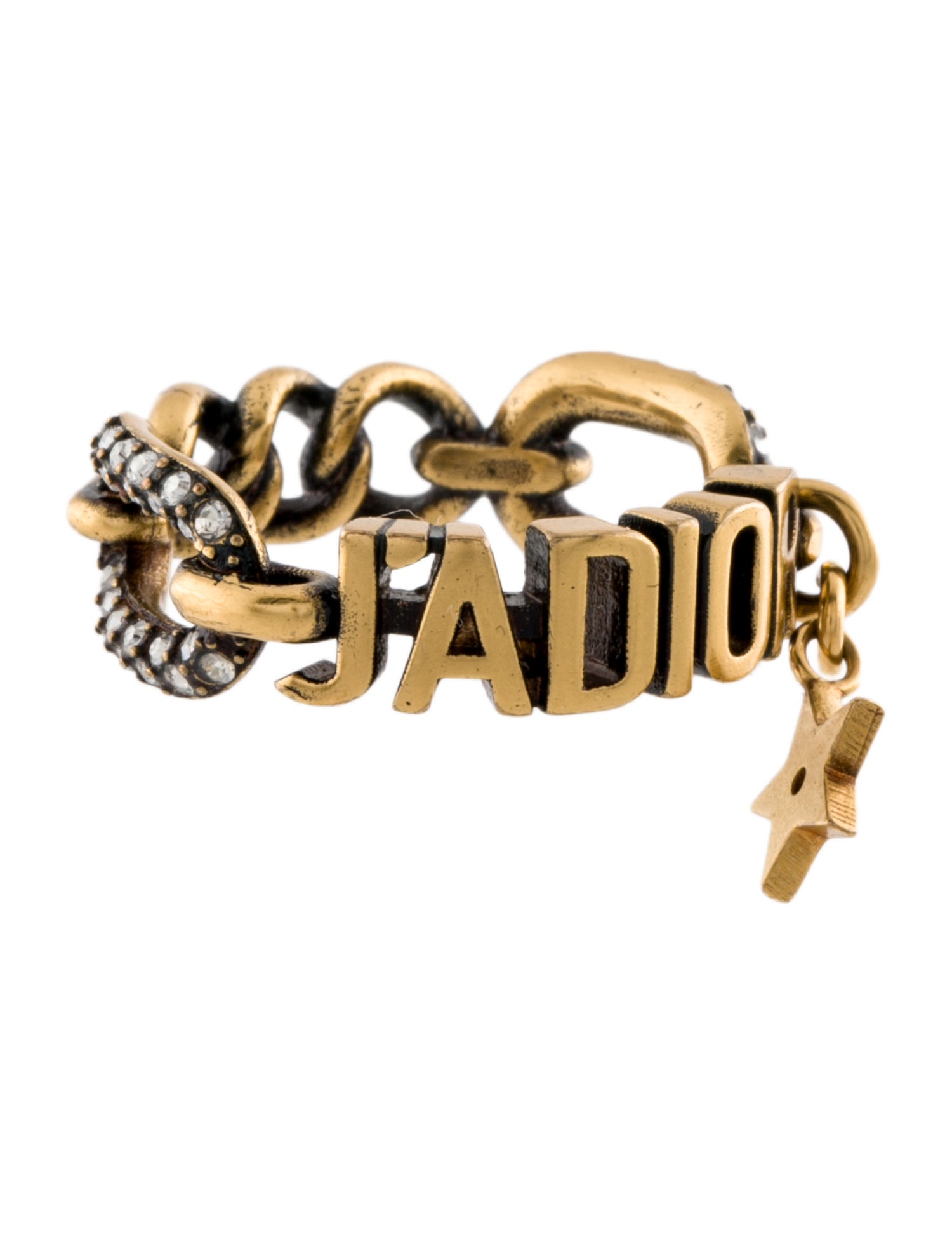 Christian Dior Crystal J'Adior Chain Link Band - Gold-Tone Metal Band ...