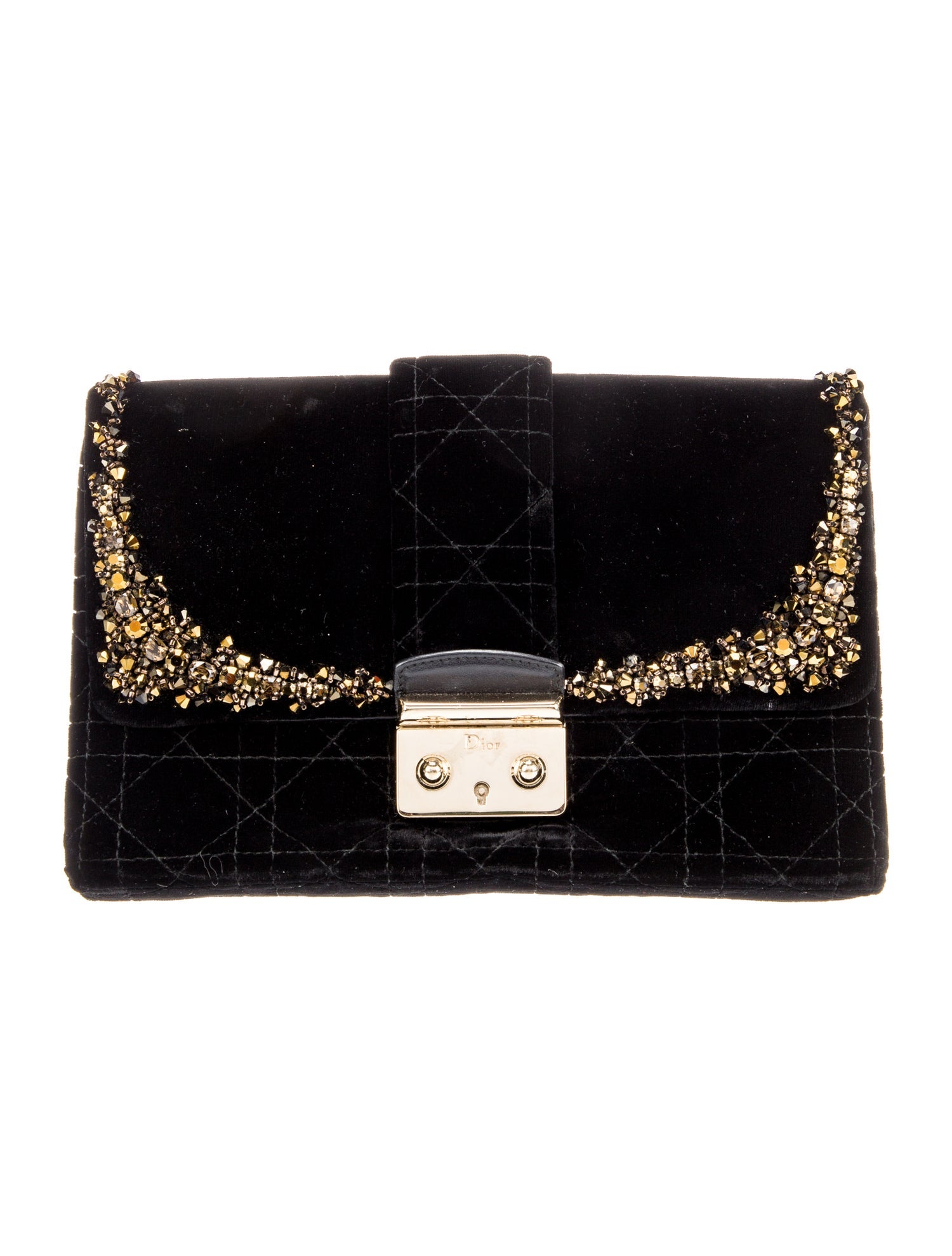 Christian Dior Velvet Crystal Embellished Clutch - Black Clutches ...