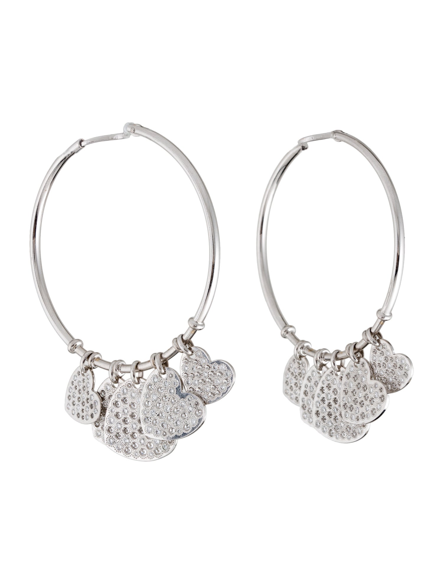 Christian Dior 18K Diamond Heart Hoop Earrings - Rhodium-Plated 18K ...
