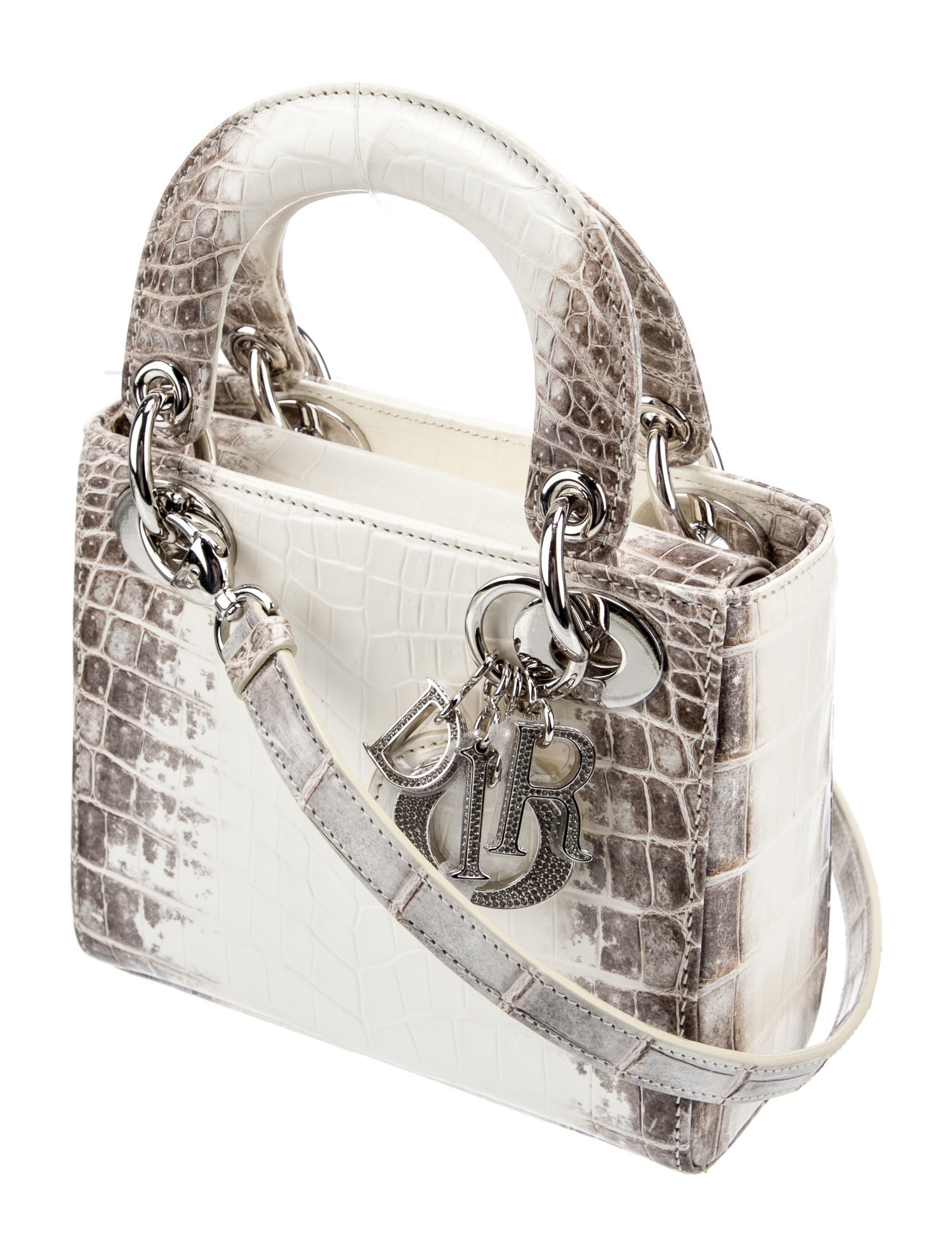 Christian Dior 2023 Mini Himalayan Crocodile Lady Dior Bag - White ...