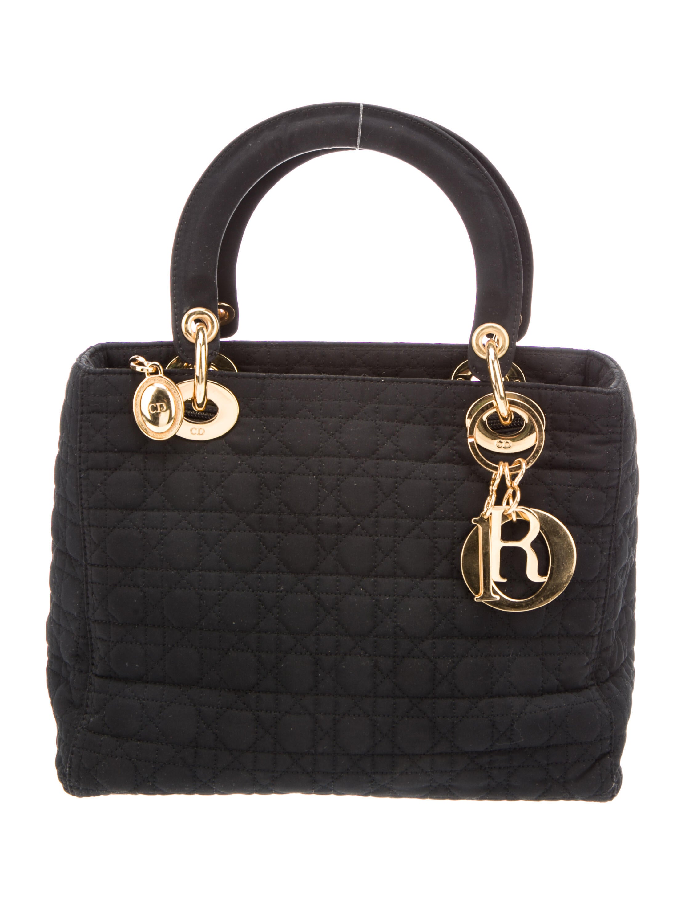 Christian Dior Medium Nylon Cannage Lady Dior Bag - Black Handle Bags ...