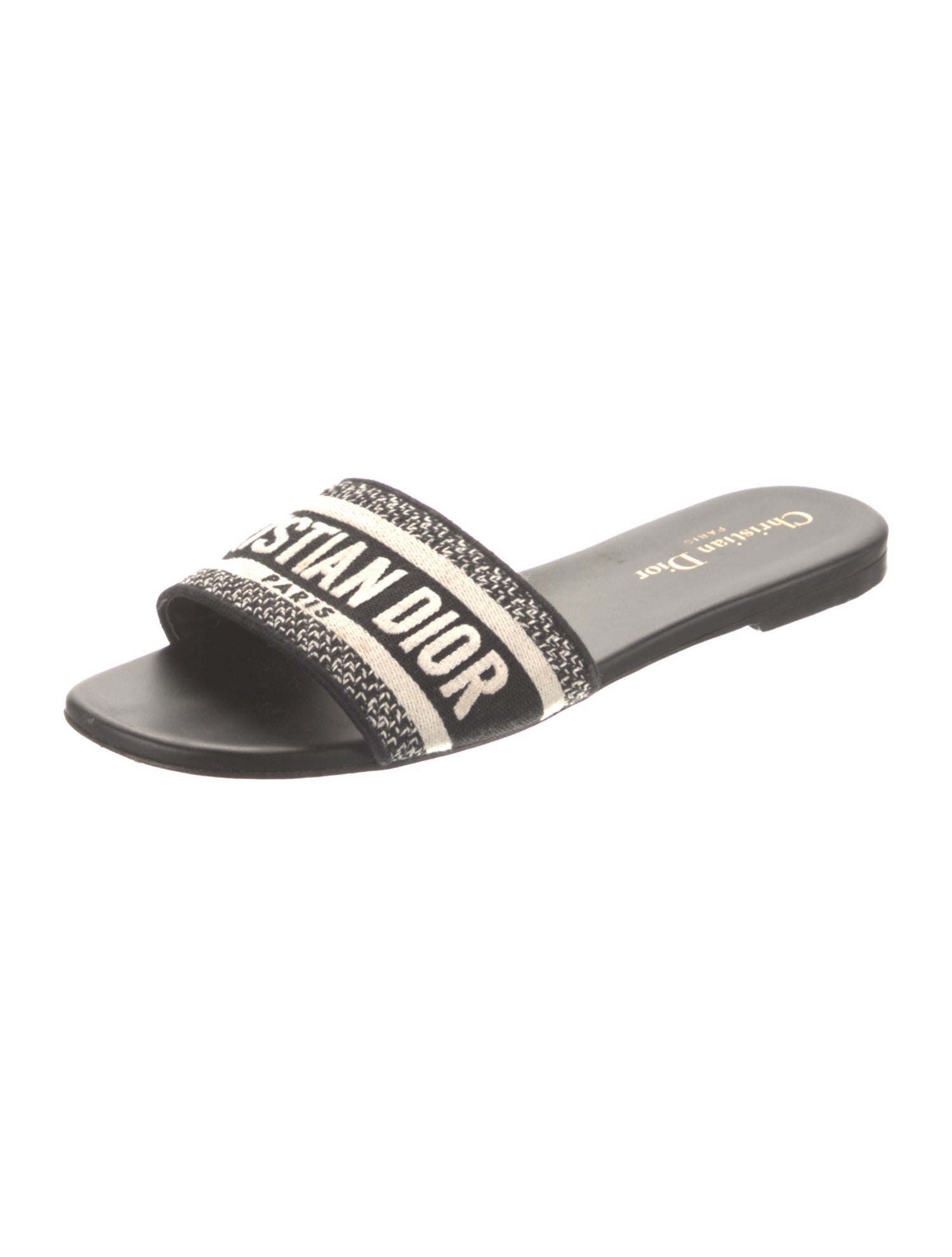 Christian Dior Canvas Printed Slides - Black Sandals, Shoes - CHR384141 ...