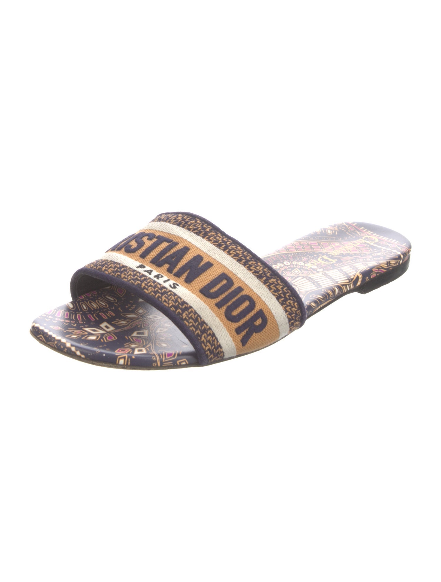 Christian Dior Canvas Printed Slides - Blue Sandals, Shoes - CHR385845 ...