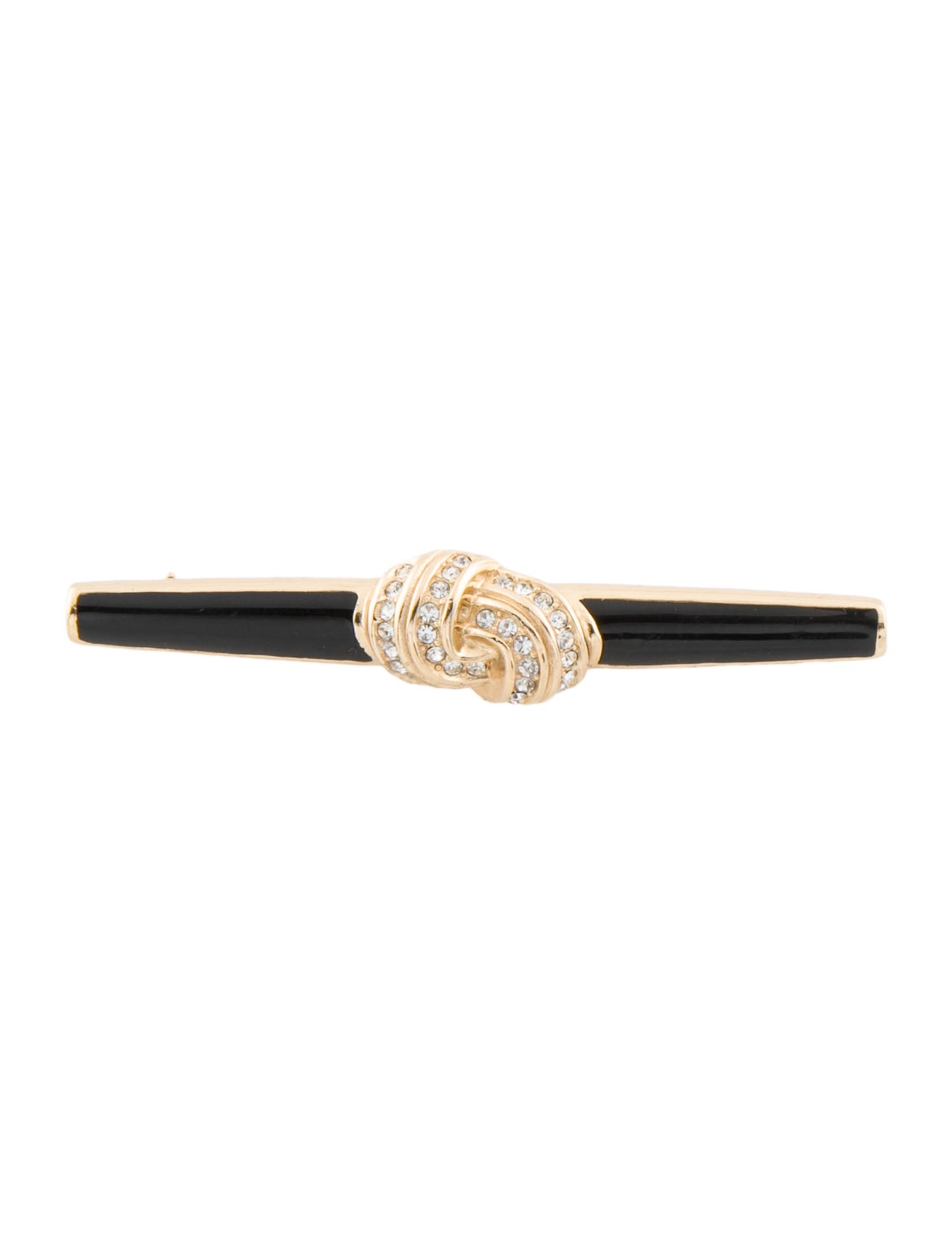 Christian Dior Vintage Crystal & Enamel Knot Brooch - Gold-Tone Metal ...