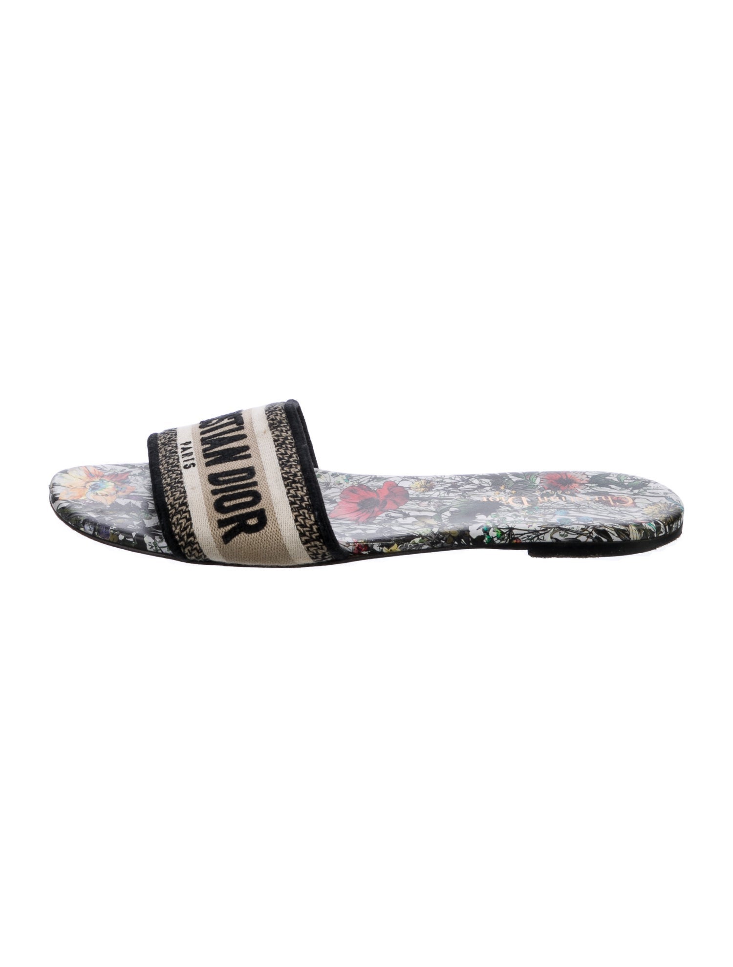 Christian Dior Canvas Printed Slides - Neutrals Sandals, Shoes ...