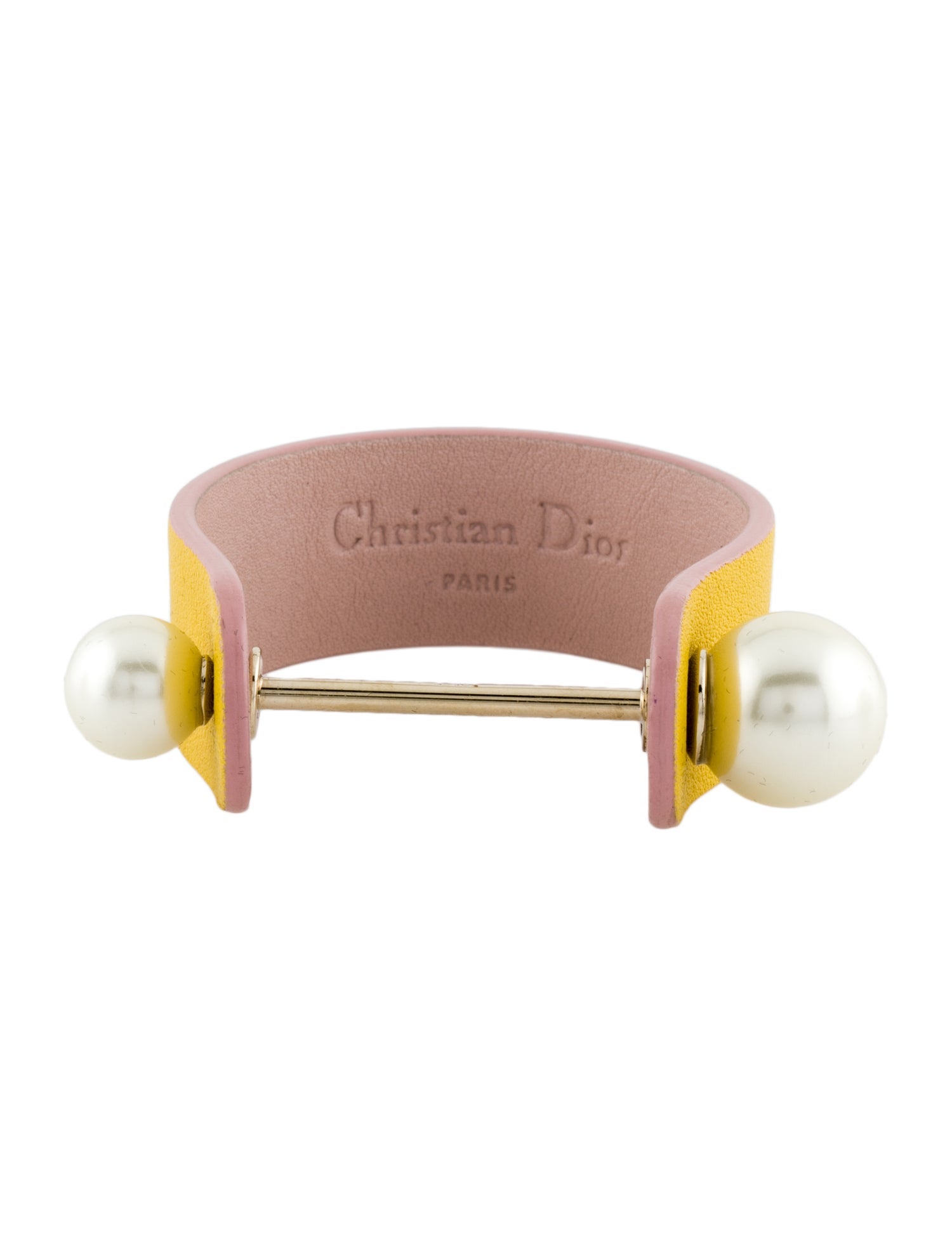 Christian Dior Faux Pearl & Leather Perle Bracelet - Pink, Gold-Plated ...