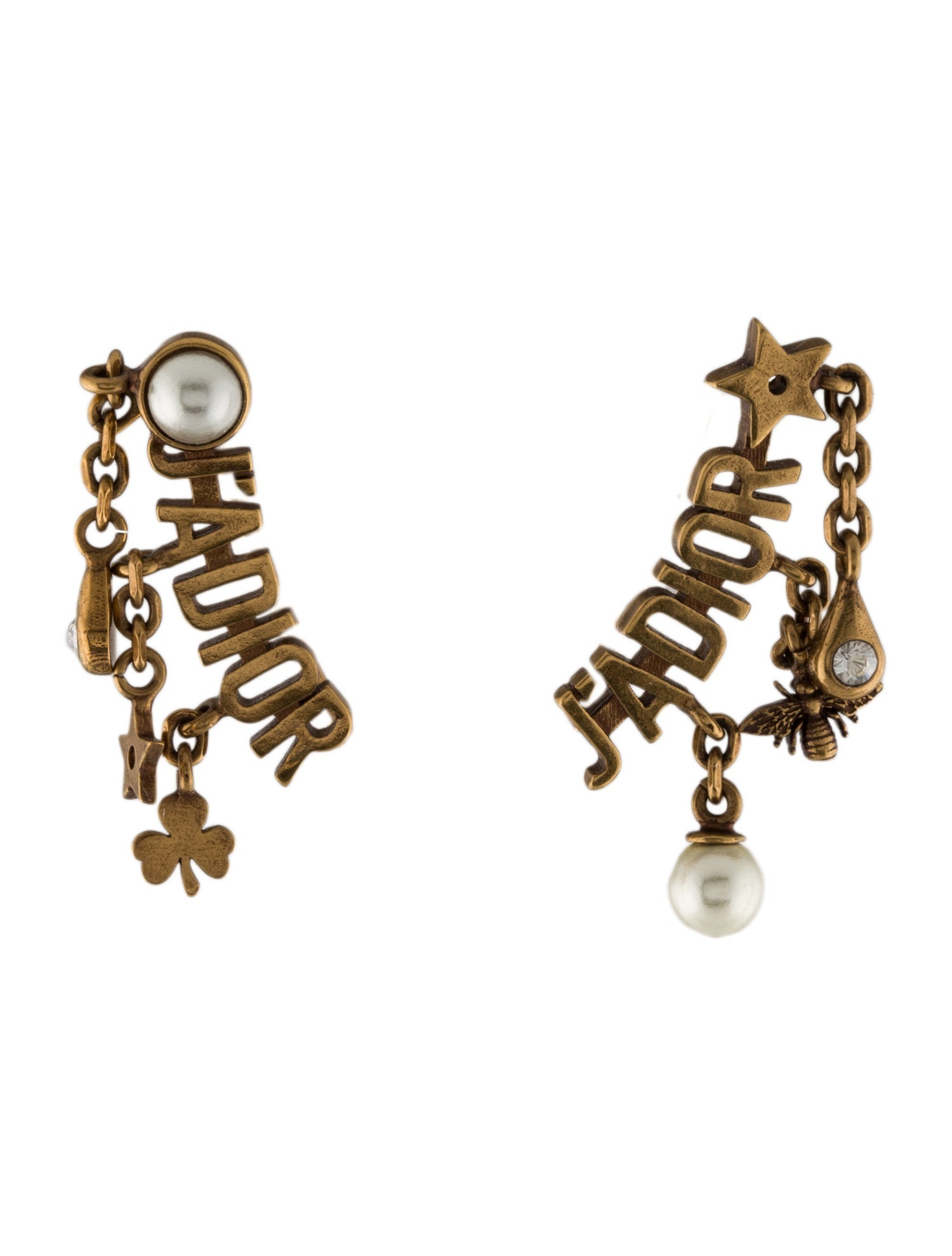 Christian Dior Crystal & Faux Pearl J'adior Ear Climber Earrings ...
