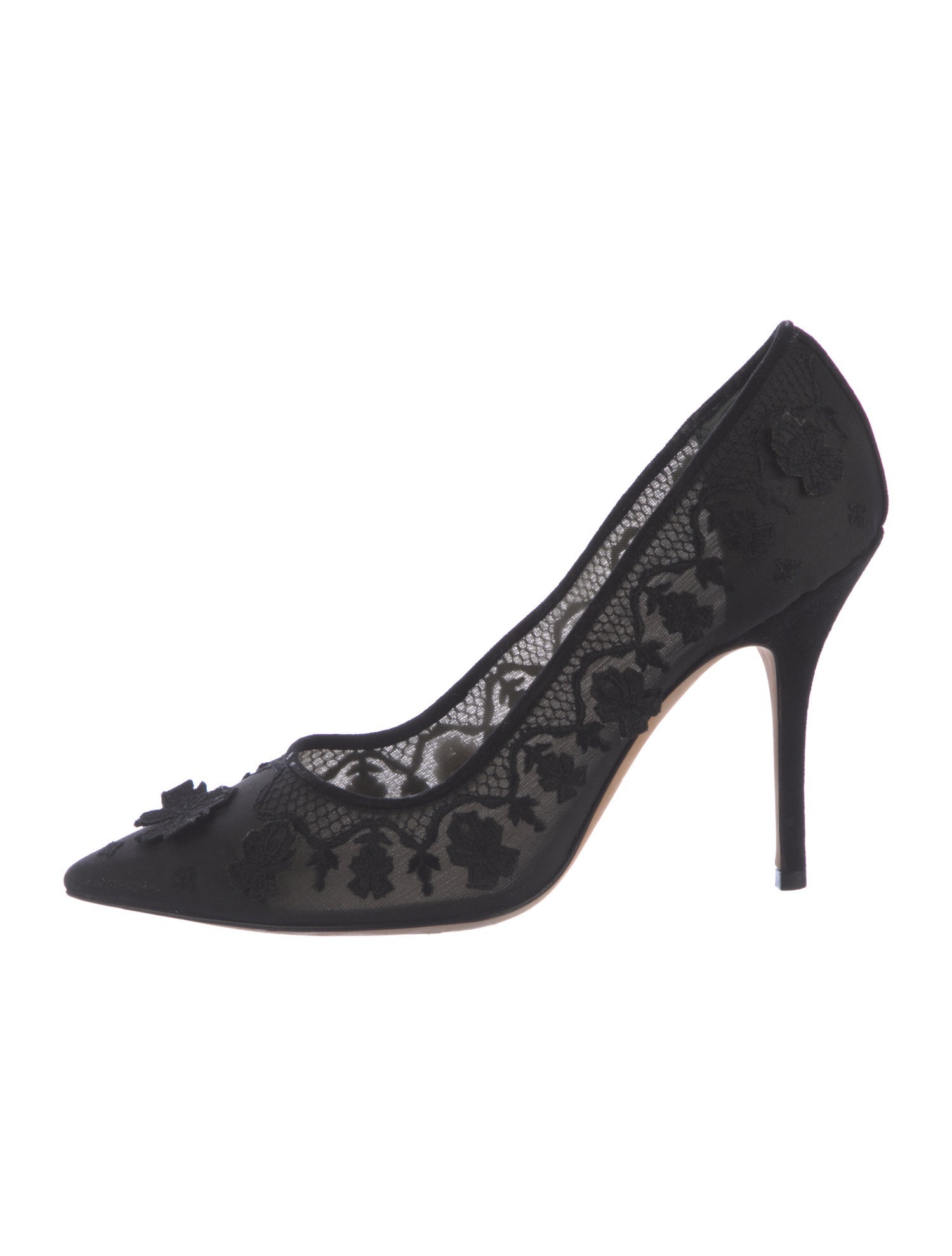 Christian Dior Lace Pattern Embroidered Accent Pumps - Black Pumps ...
