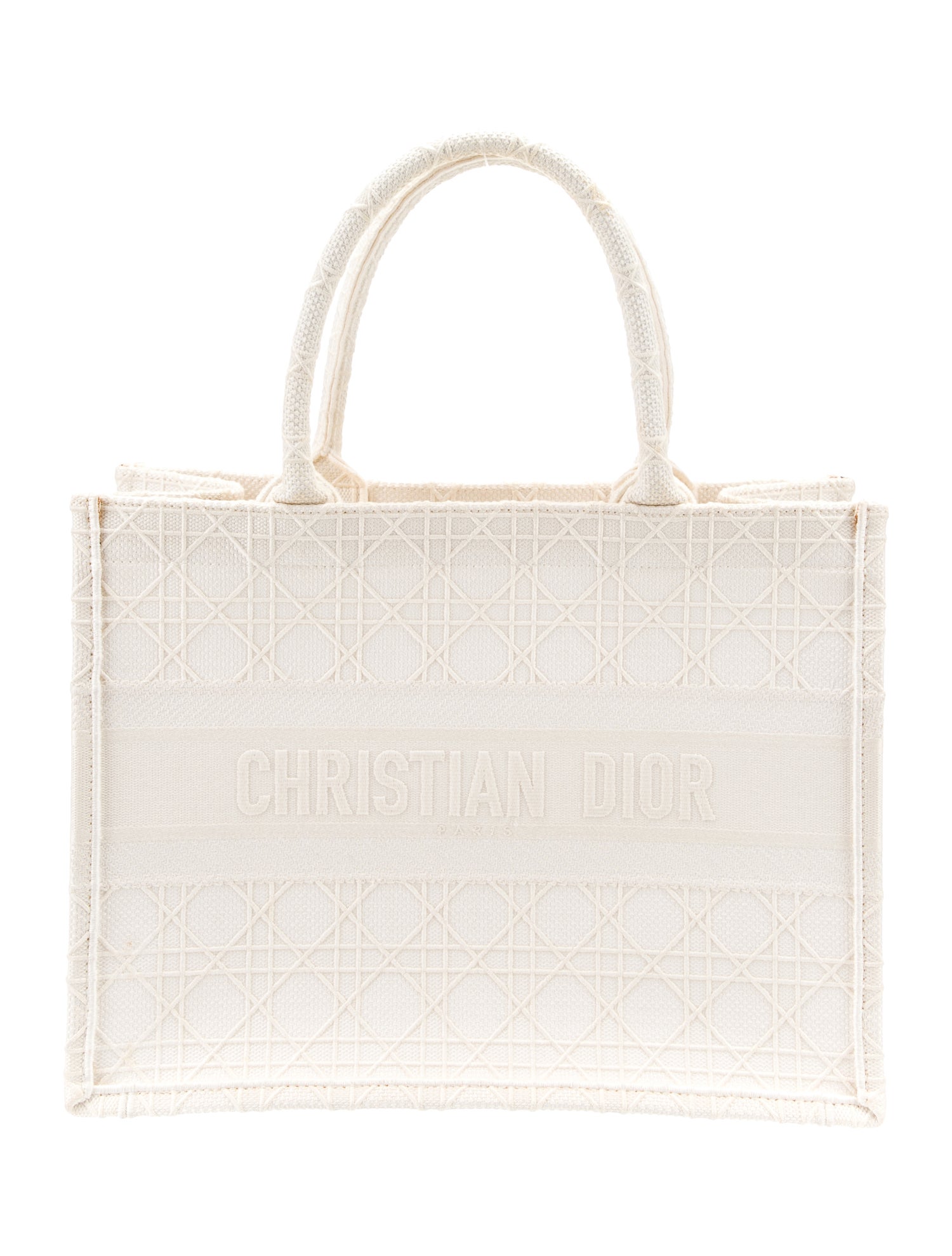 Christian Dior Medium Cannage Embroidered Book Tote - White Totes ...