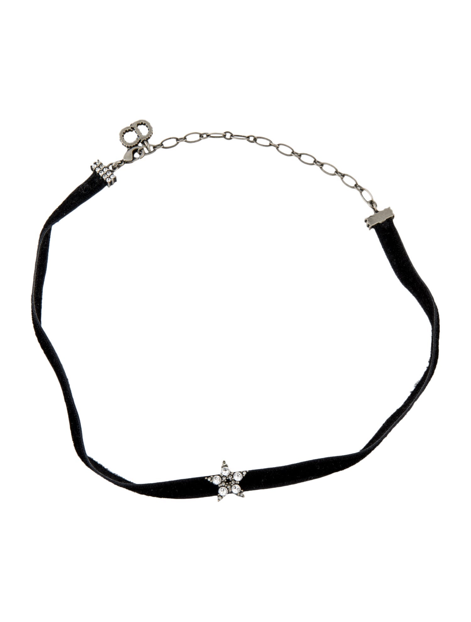 Christian Dior Crystal & Velvet 'D Porte-Bonheur' Star Choker Necklace ...