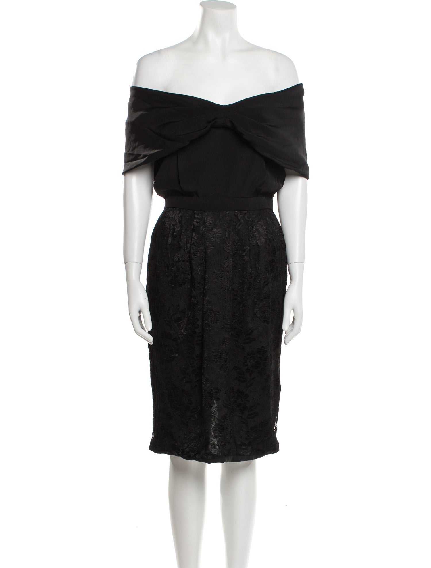 Christian Dior Off-The-Shoulder Knee-Length Dress - Black Dresses ...