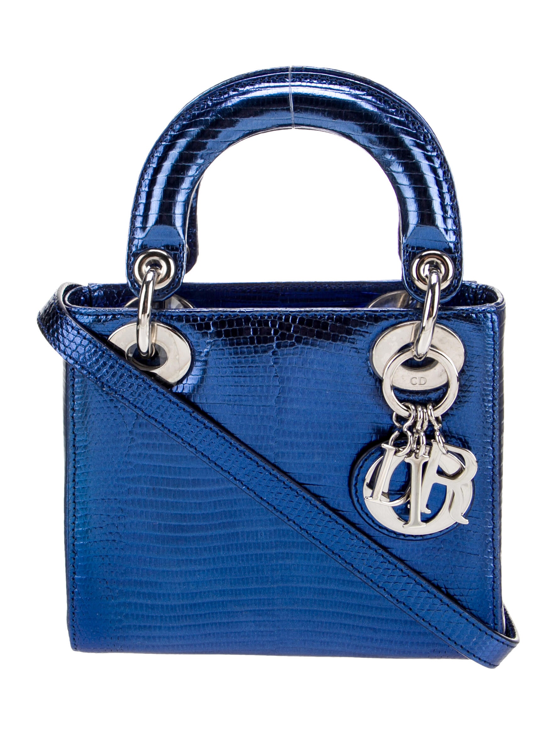 Christian Dior Lizard Mini Lady Dior Bag - Blue Handle Bags, Handbags ...