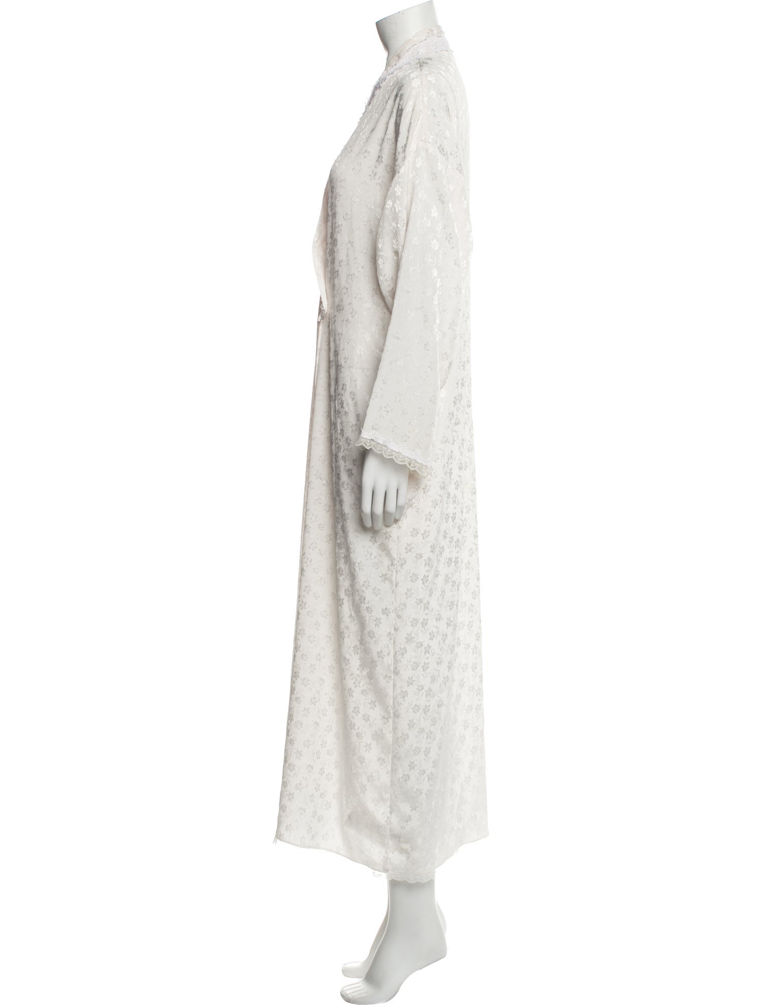 Christian Dior Floral Print Lace Trim Embellishment Nightgown - White ...