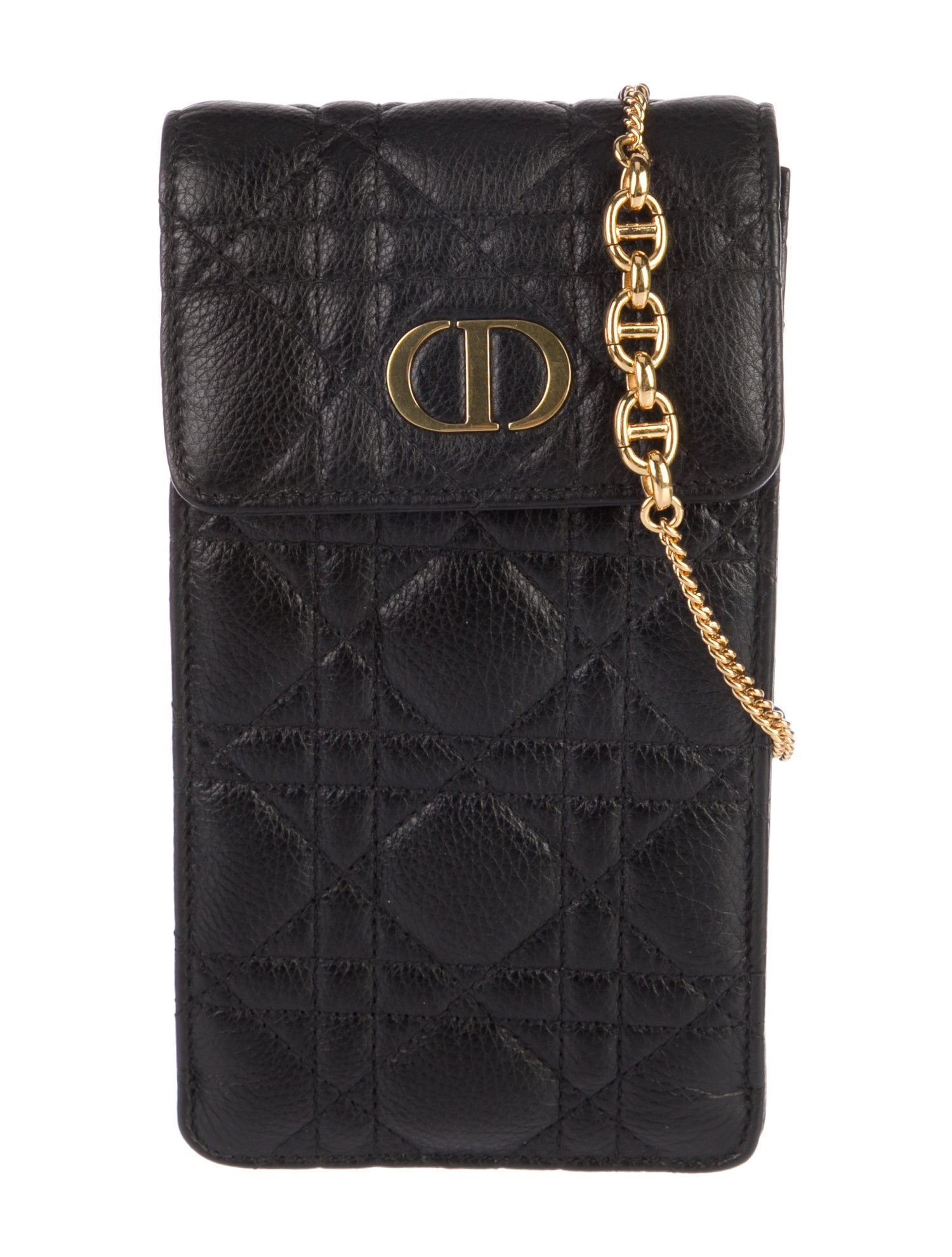 Christian Dior 2021 Cannage Lady Dior Phone Holder Bag - Black Mini ...