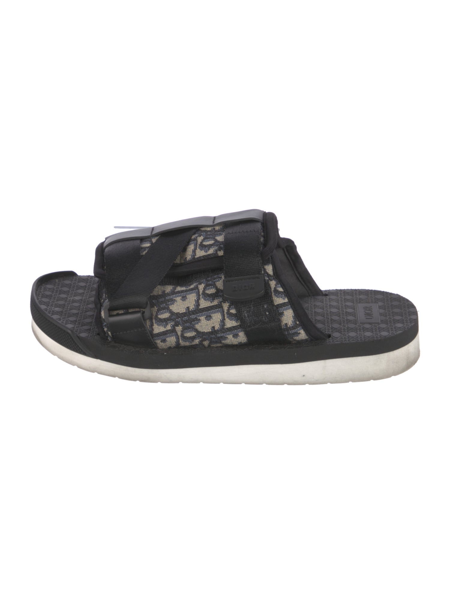 Christian Dior Oblique Jacquard Canvas Slides - Black Sandals, Shoes ...