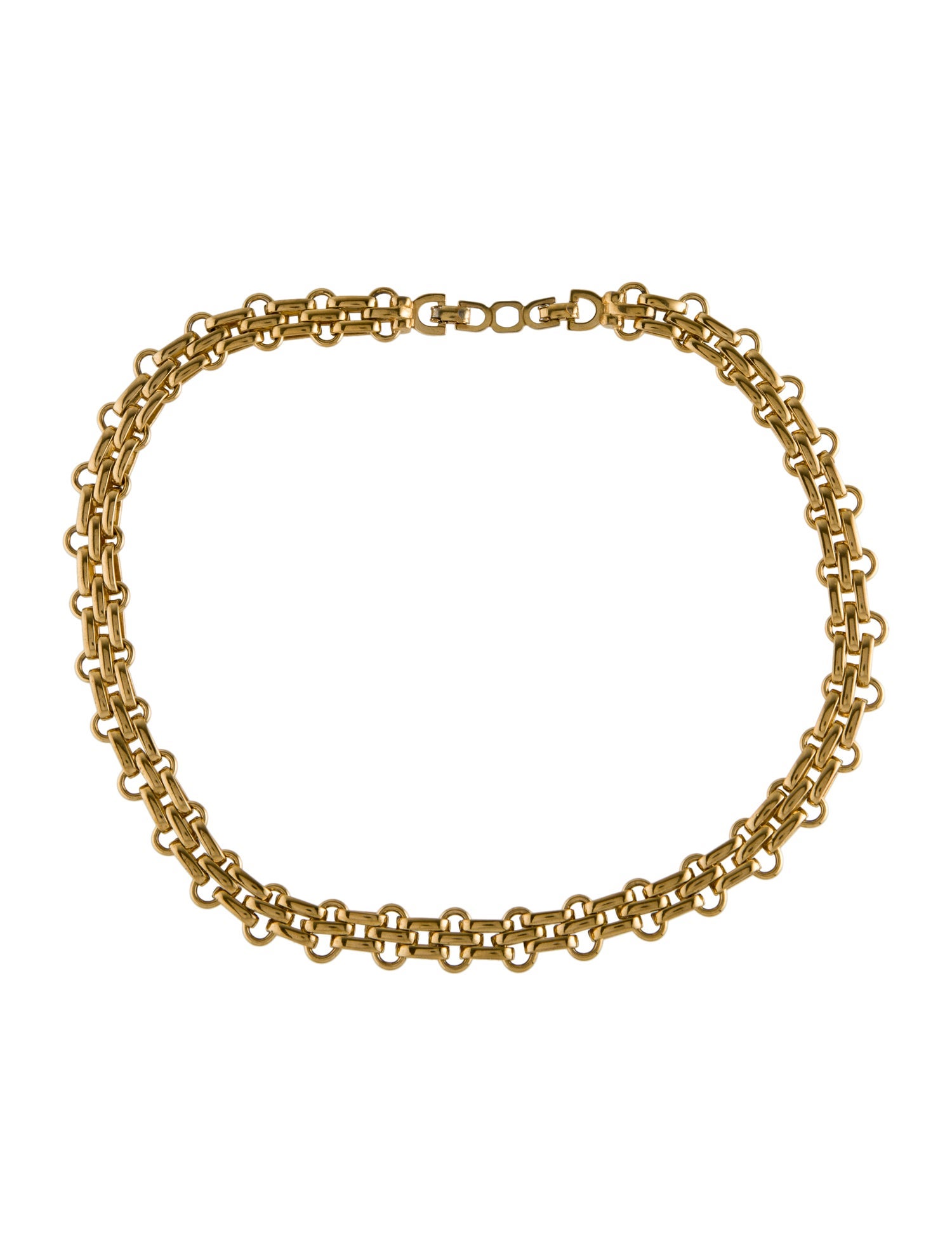 Christian Dior Vintage Chain Choker Necklace - Gold-Plated Chain ...