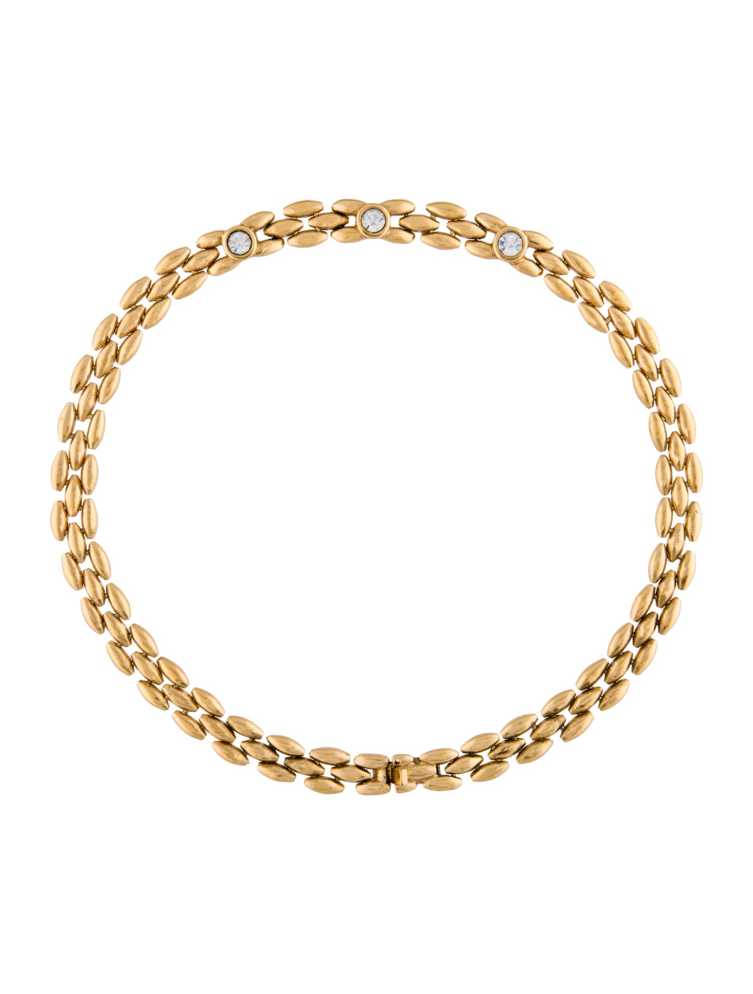 Christian Dior Vintage Crystal Collar Necklace - Gold-Plated Collar ...