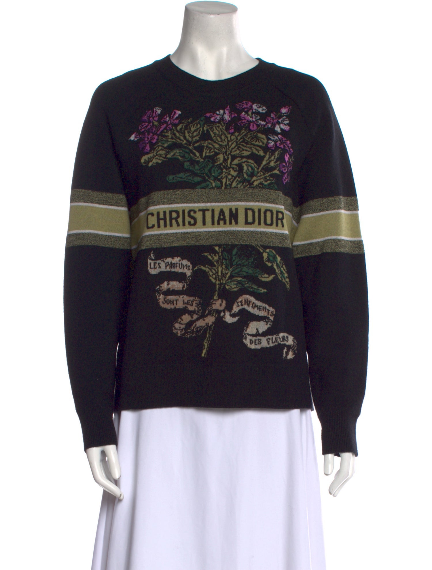 Christian Dior Printed Crew Neck Sweater - Black Knitwear, Clothing ...