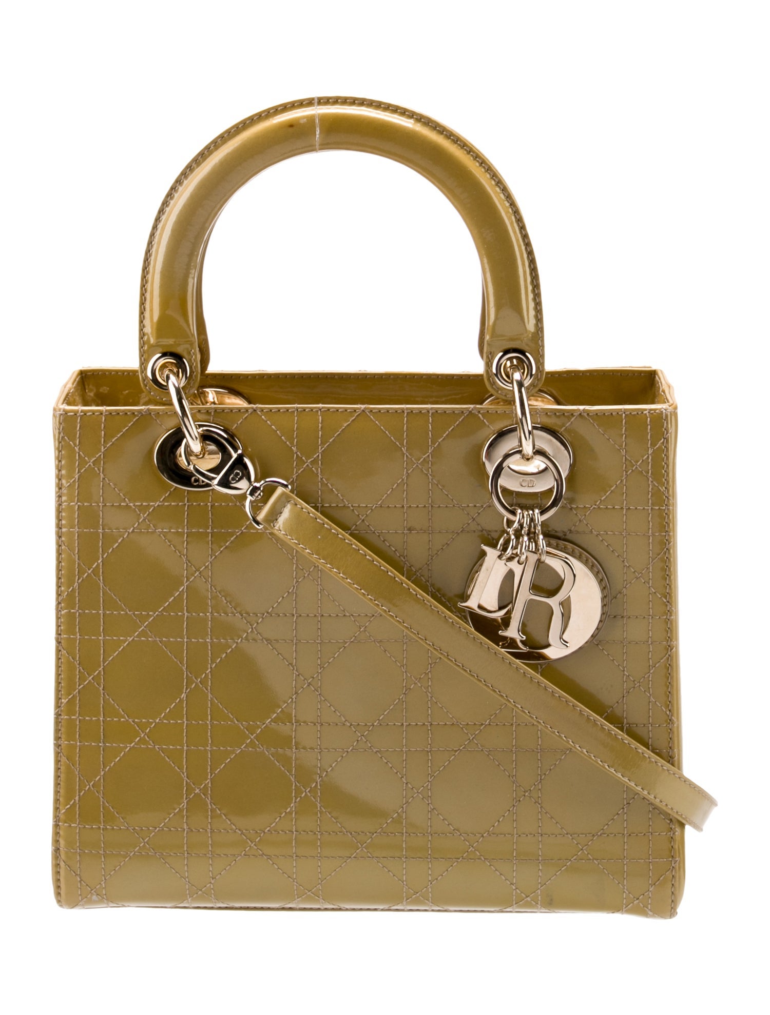 Christian Dior Vintage Medium Cannage Lady Dior Bag - Yellow Handle ...