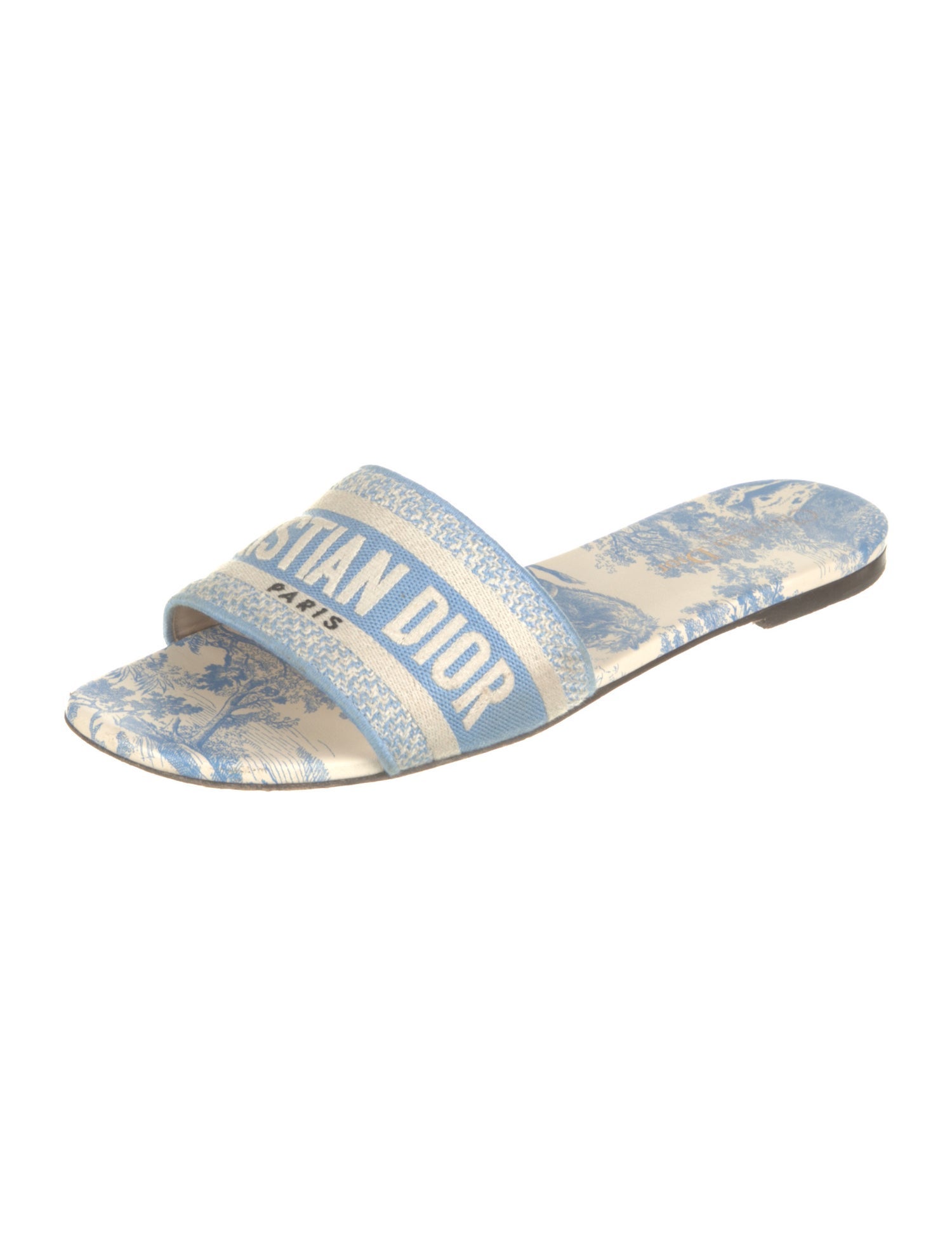 Christian Dior Canvas Printed Slides - Blue Sandals, Shoes - CHR407004 ...
