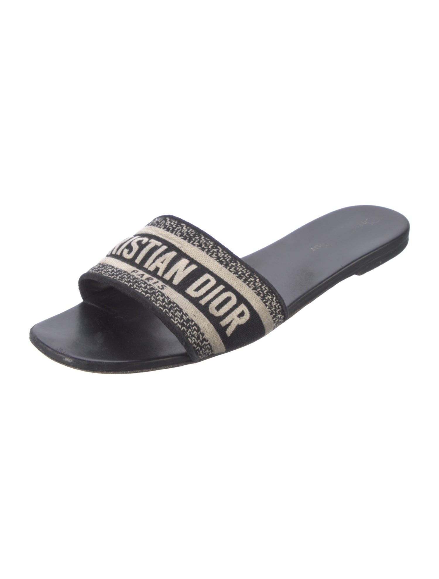 Christian Dior Canvas Printed Slides - Black Sandals, Shoes - CHR407317 ...