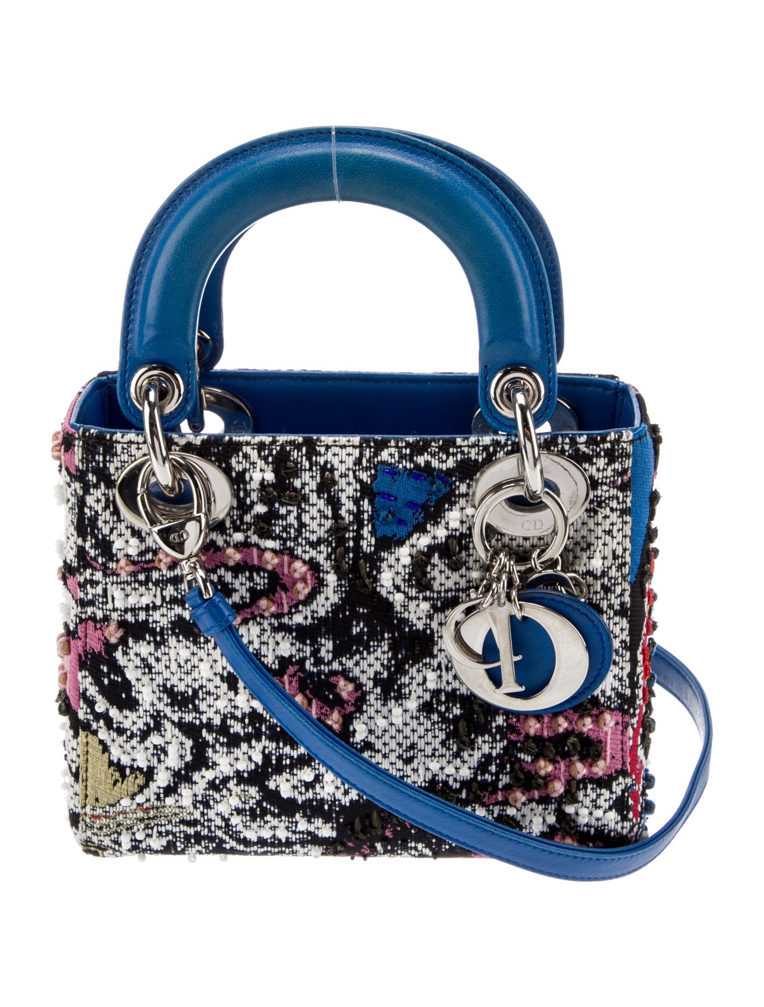 Christian Dior Mini Tweed Lady Dior - Blue Handle Bags, Handbags ...