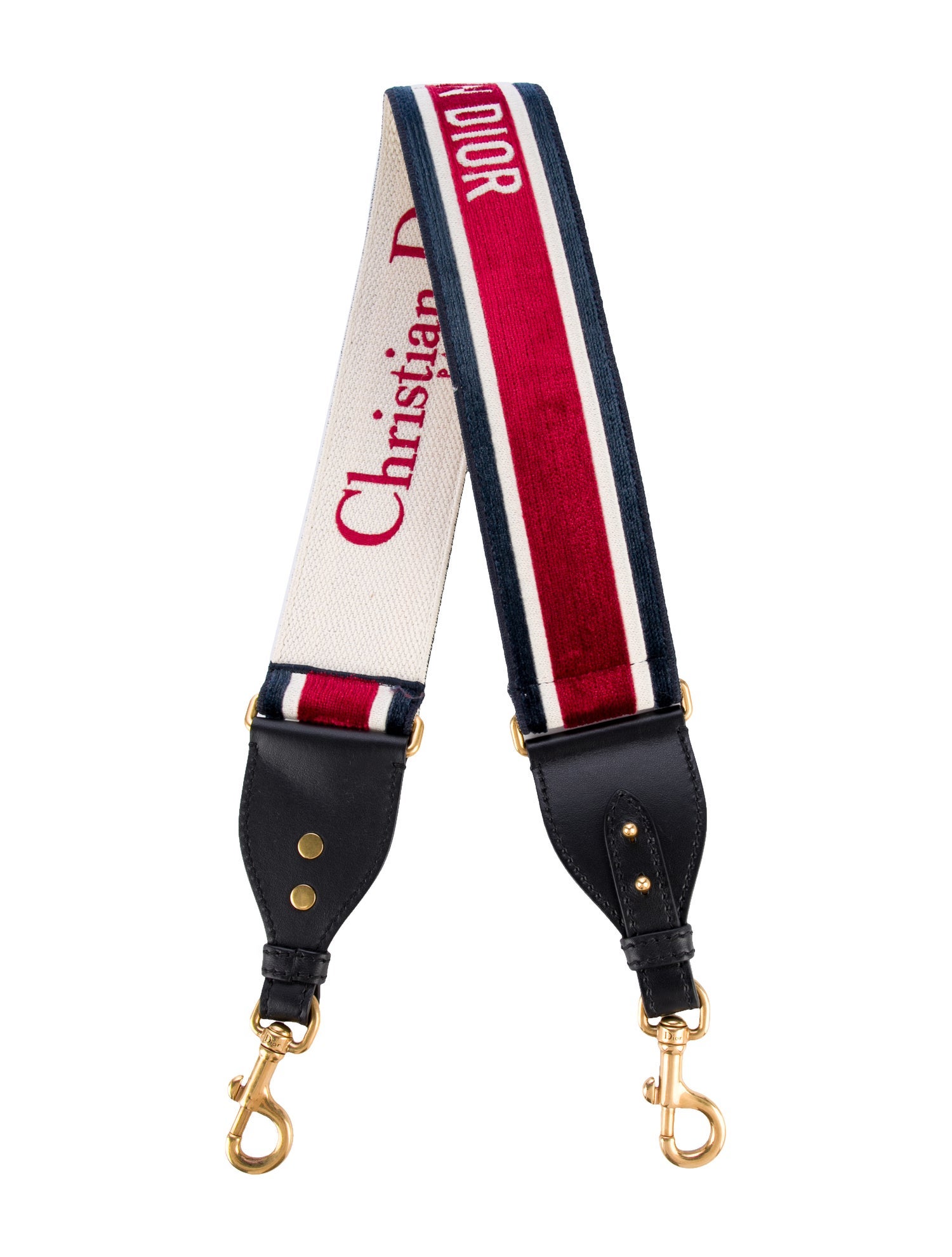 Christian Dior Women's Plaid Leather Trim Bag Strap - Red Bag ...