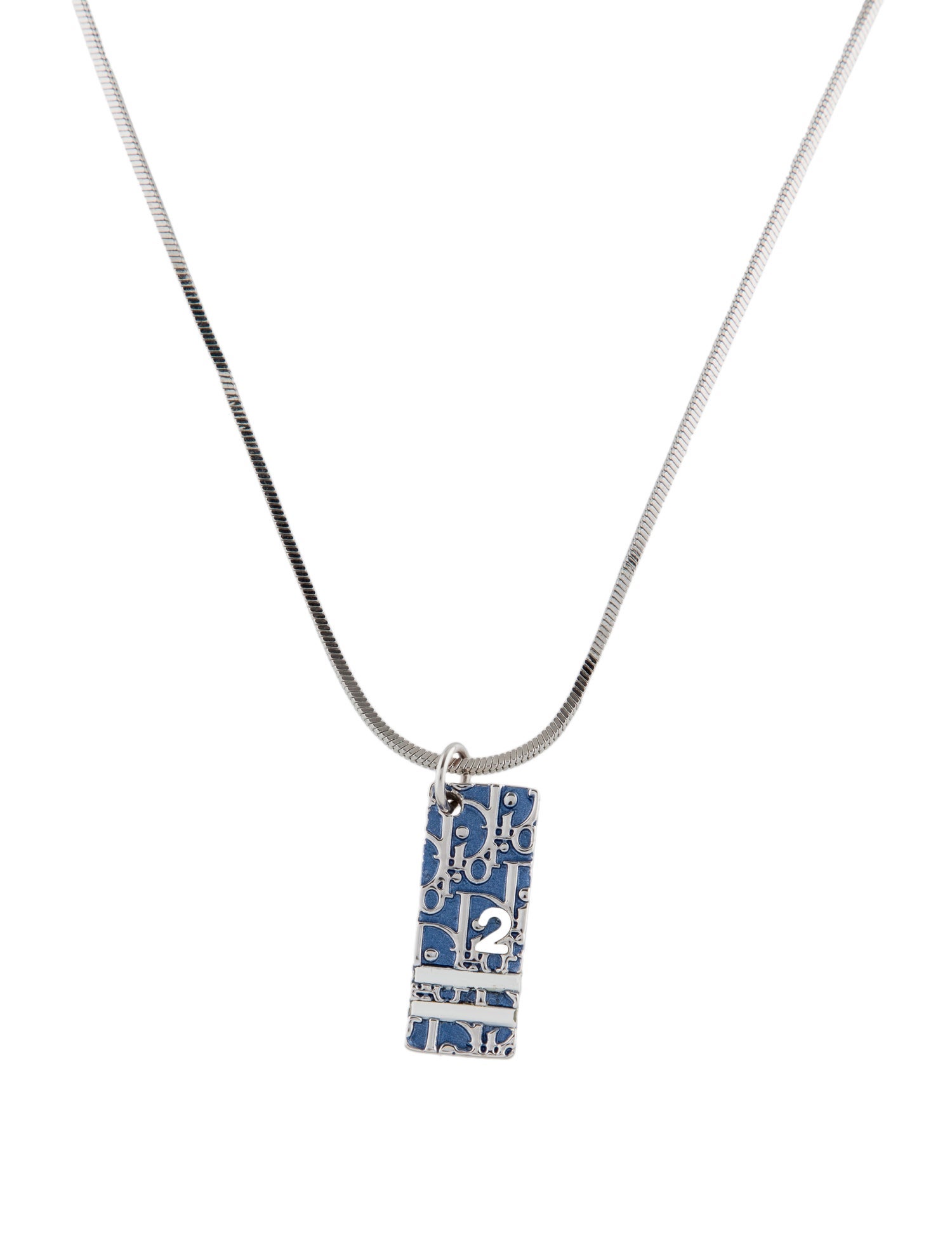 Christian Dior Oblique Trotter Pendant Necklace - Purple, Palladium ...