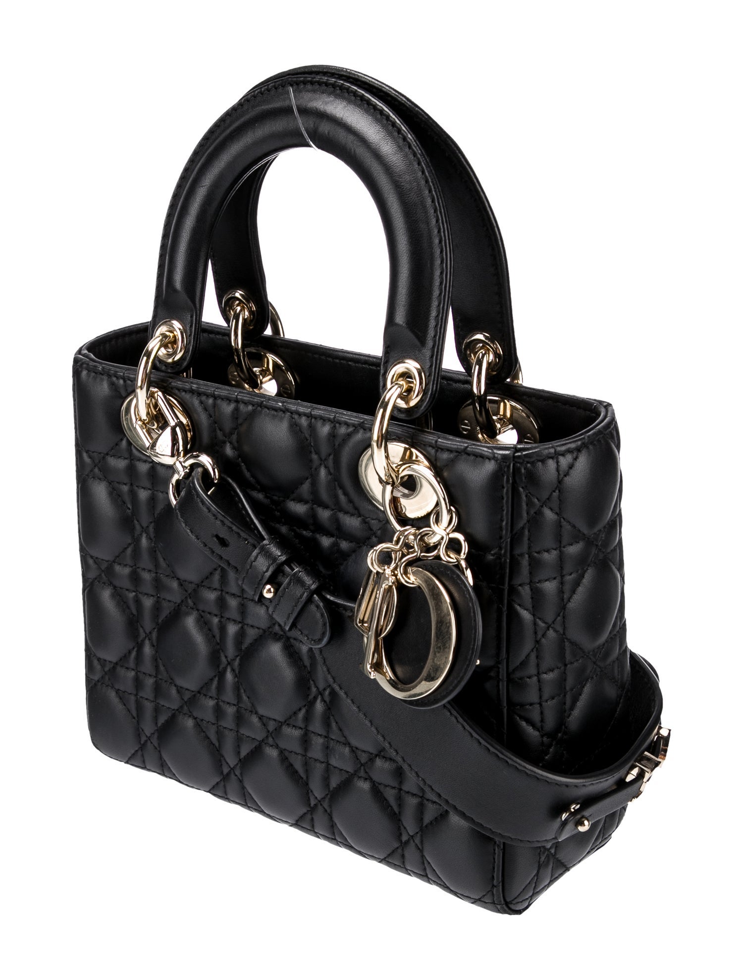 Christian Dior Patent Medium Cannage Lady Dior Bag w/Strap - Black ...