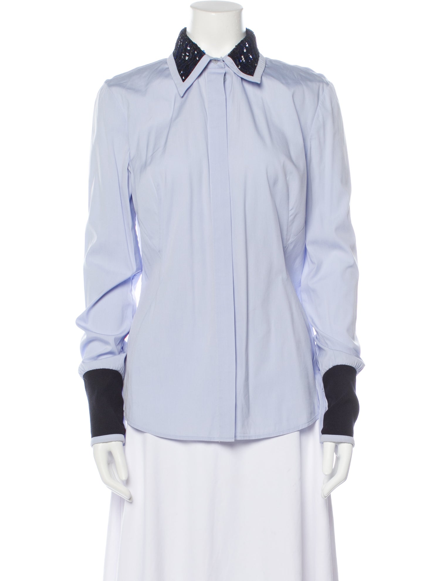 Christian Dior Long Sleeve Button-Up Top - Blue Tops, Clothing ...