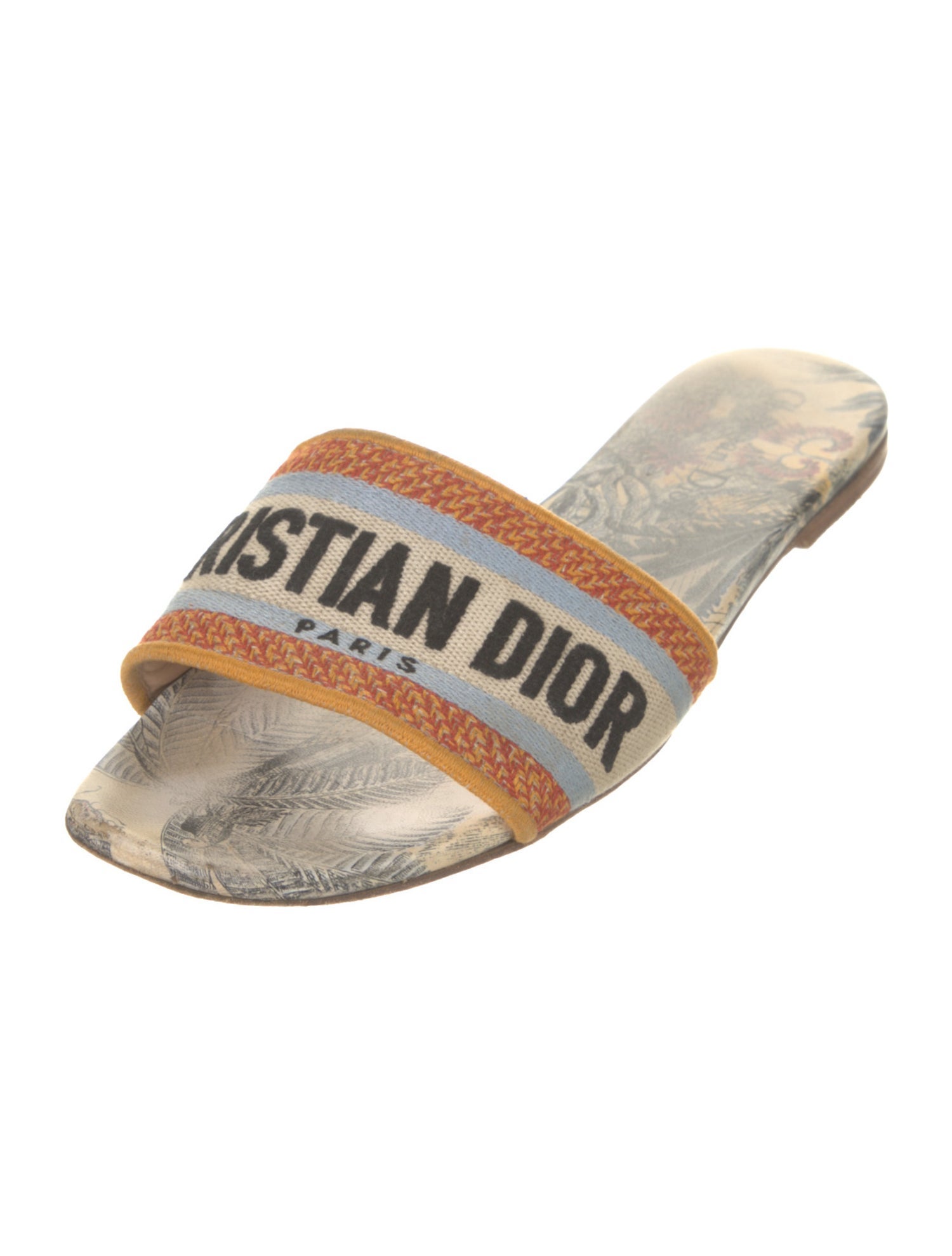 Christian Dior Canvas Printed Slides - Gold Sandals, Shoes - CHR414801 ...