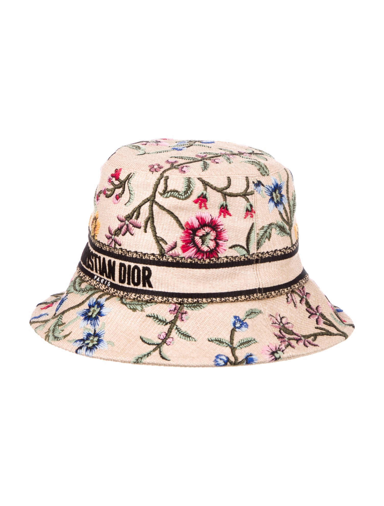 Christian Dior Straw Embroidered Bucket Hat - Neutrals Hats ...