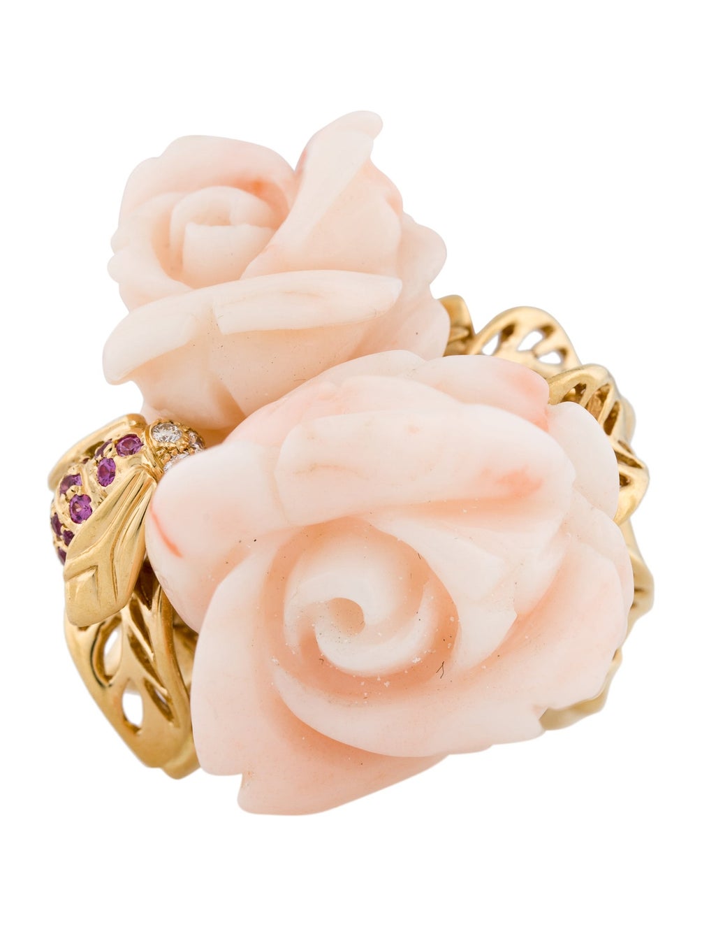 Christian Dior 18K Coral, Sapphire & Diamond Rose Dior Pré Catelan Ring ...