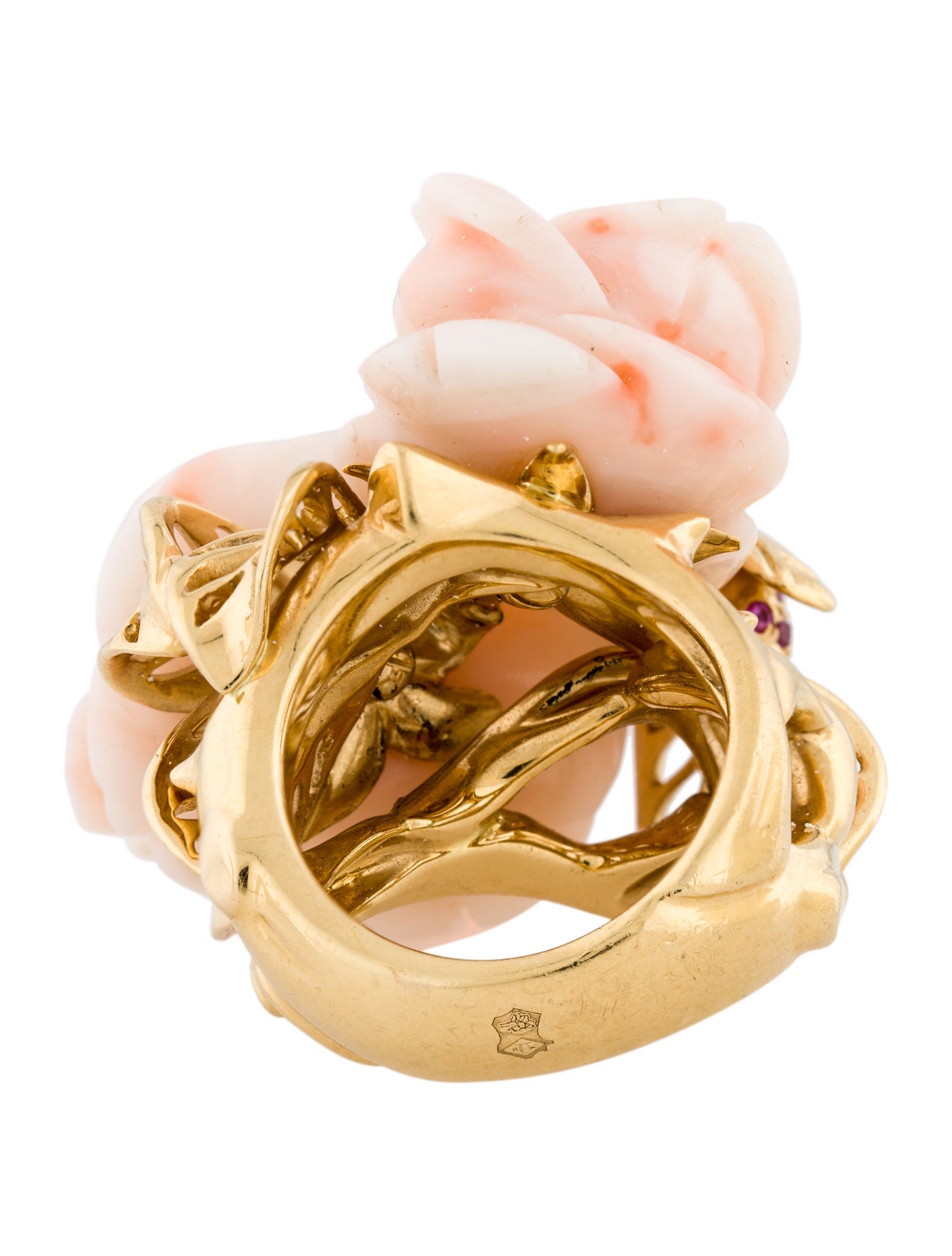 Christian Dior 18K Coral, Sapphire & Diamond Rose Dior Pré Catelan Ring ...